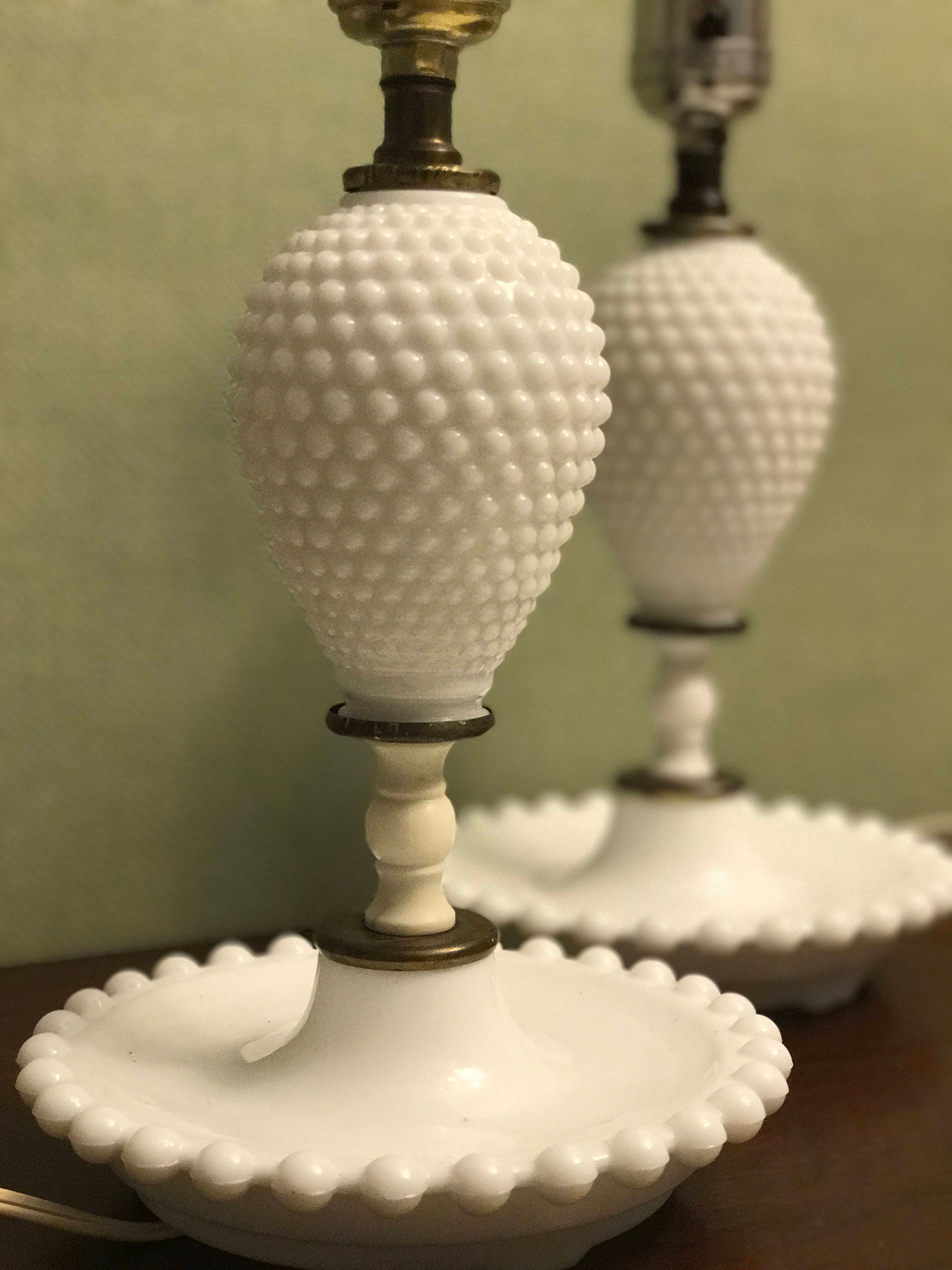 Milk Glass Hobnail Lamps Pair Of Milkglass Lamps Bedside Lamps Shabby Chic Country Decor