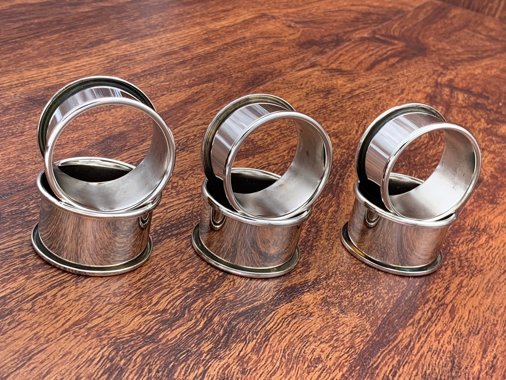 Vintage Silver plated Napkin Rings, Rolled rim Napkin rings, 6 piece ...