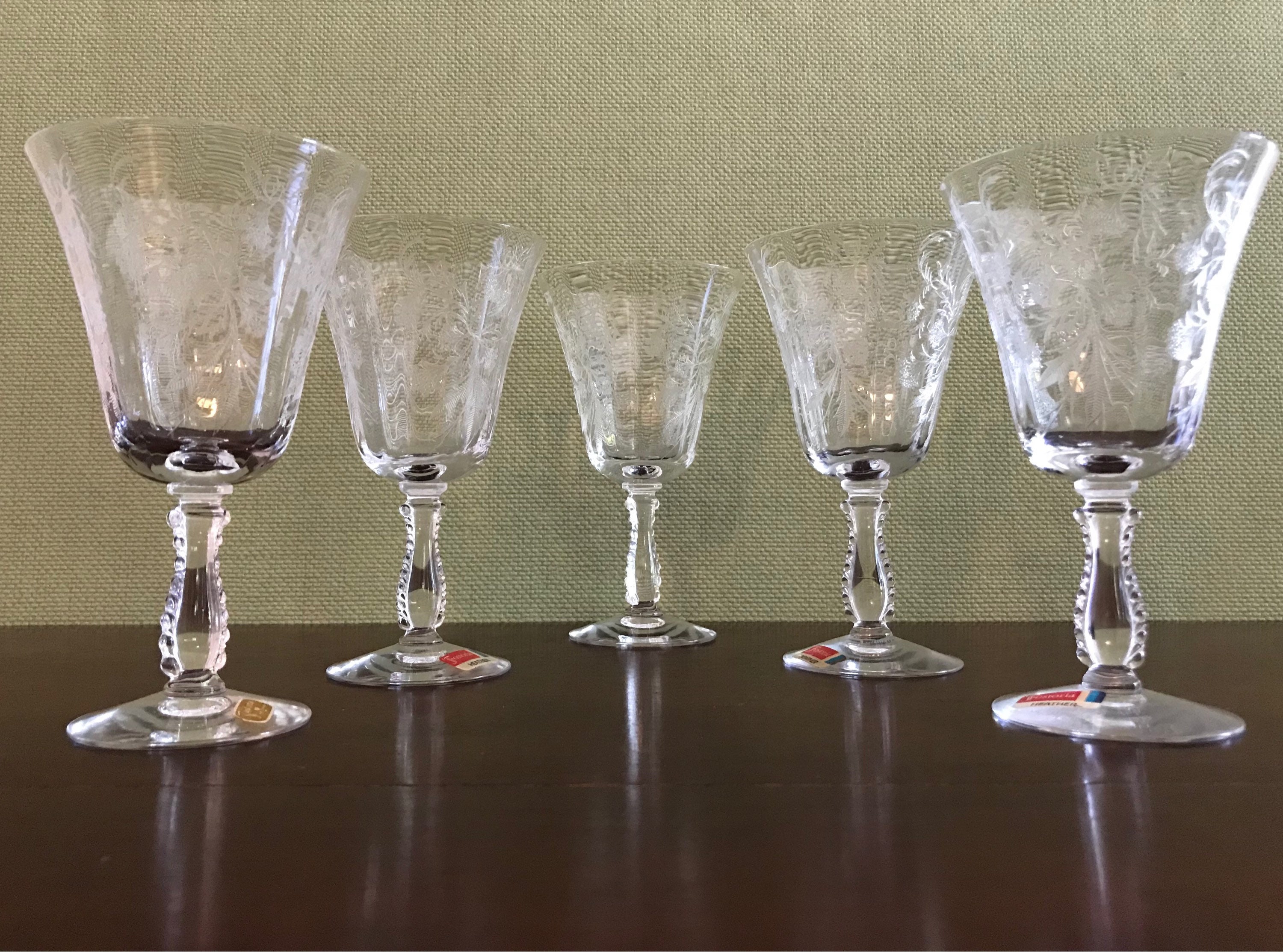 Fostoria Heather Goblets, Glass Low Water Goblets, Crystal Water ...