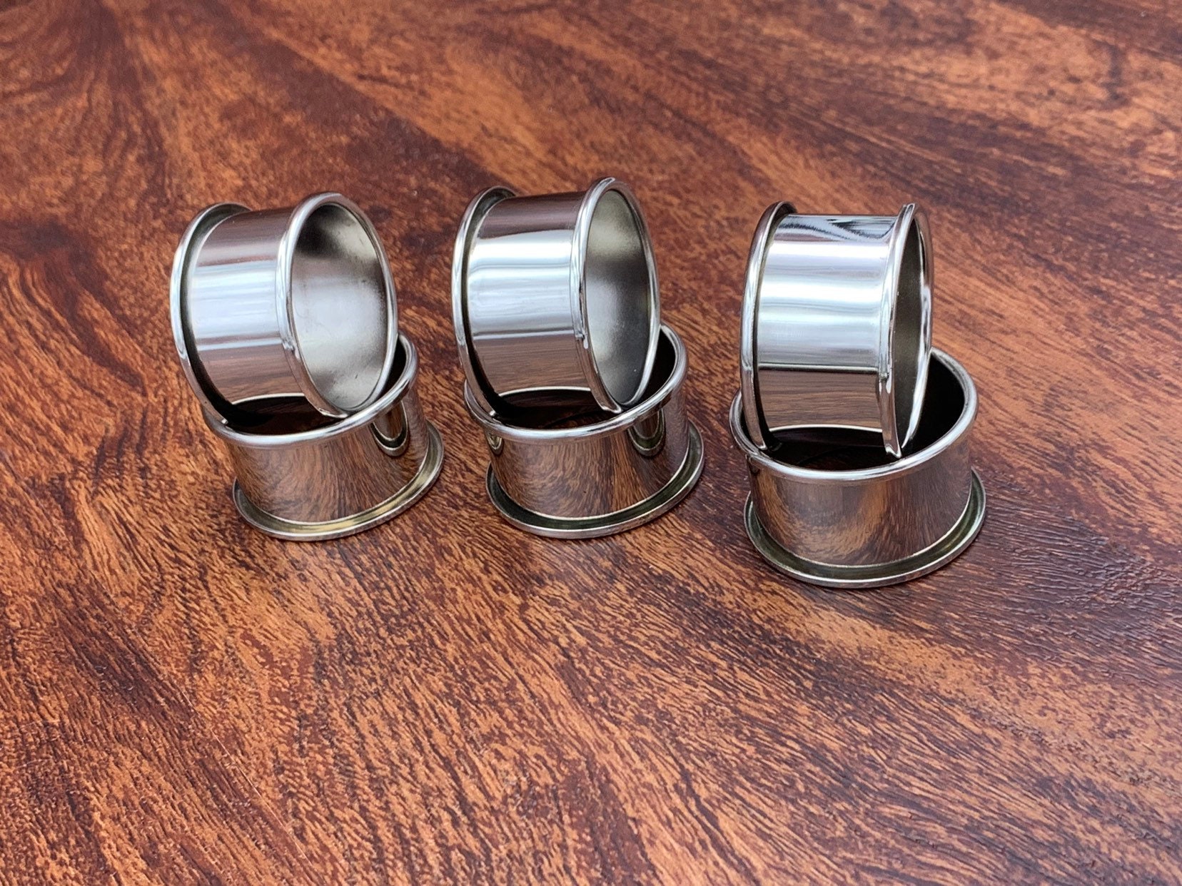Vintage Silver plated Napkin Rings, Rolled rim Napkin rings, 6 piece ...