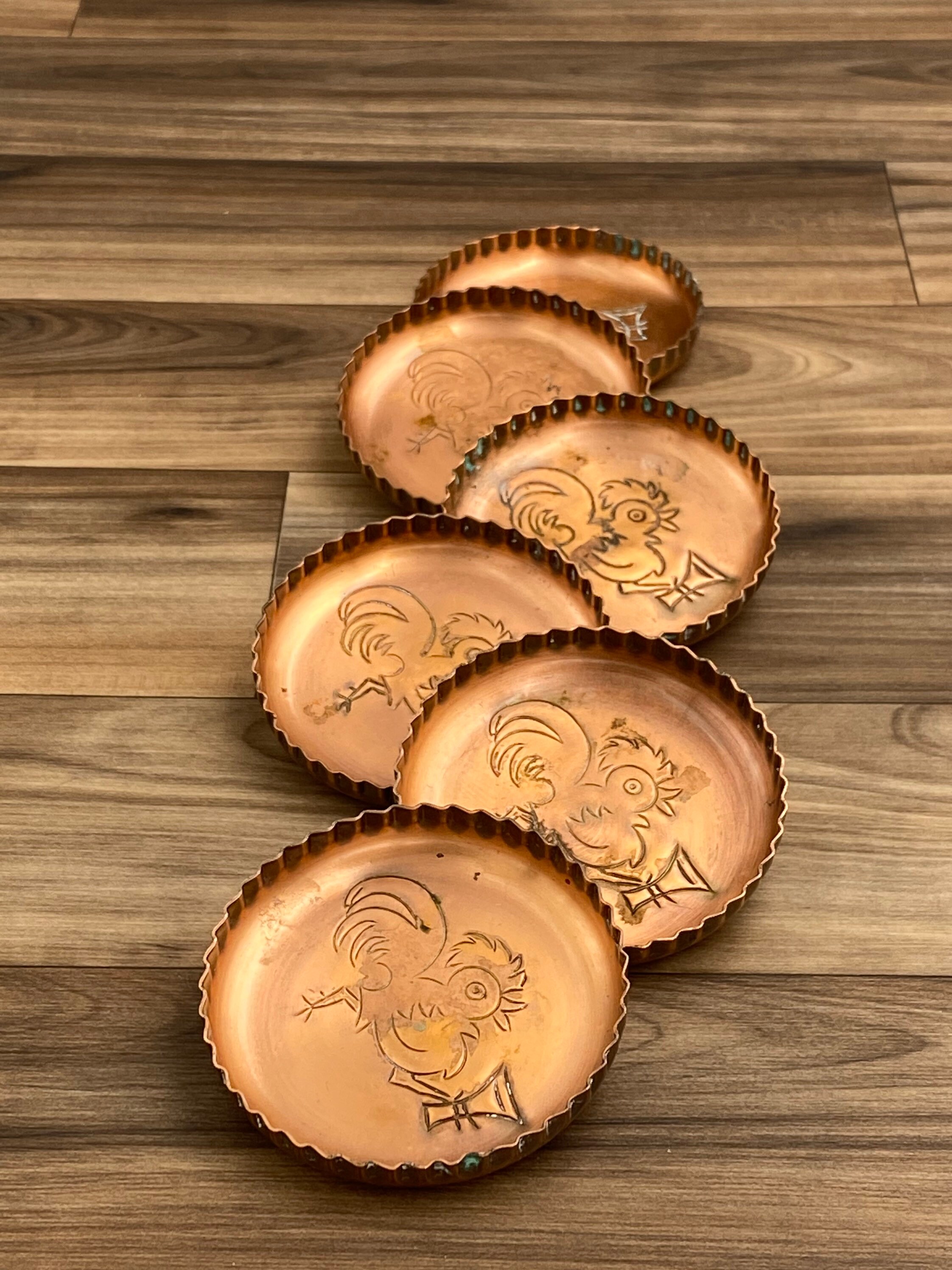Copper Rooster Coasters set of Six, office decor, Rustic Home Decor ...
