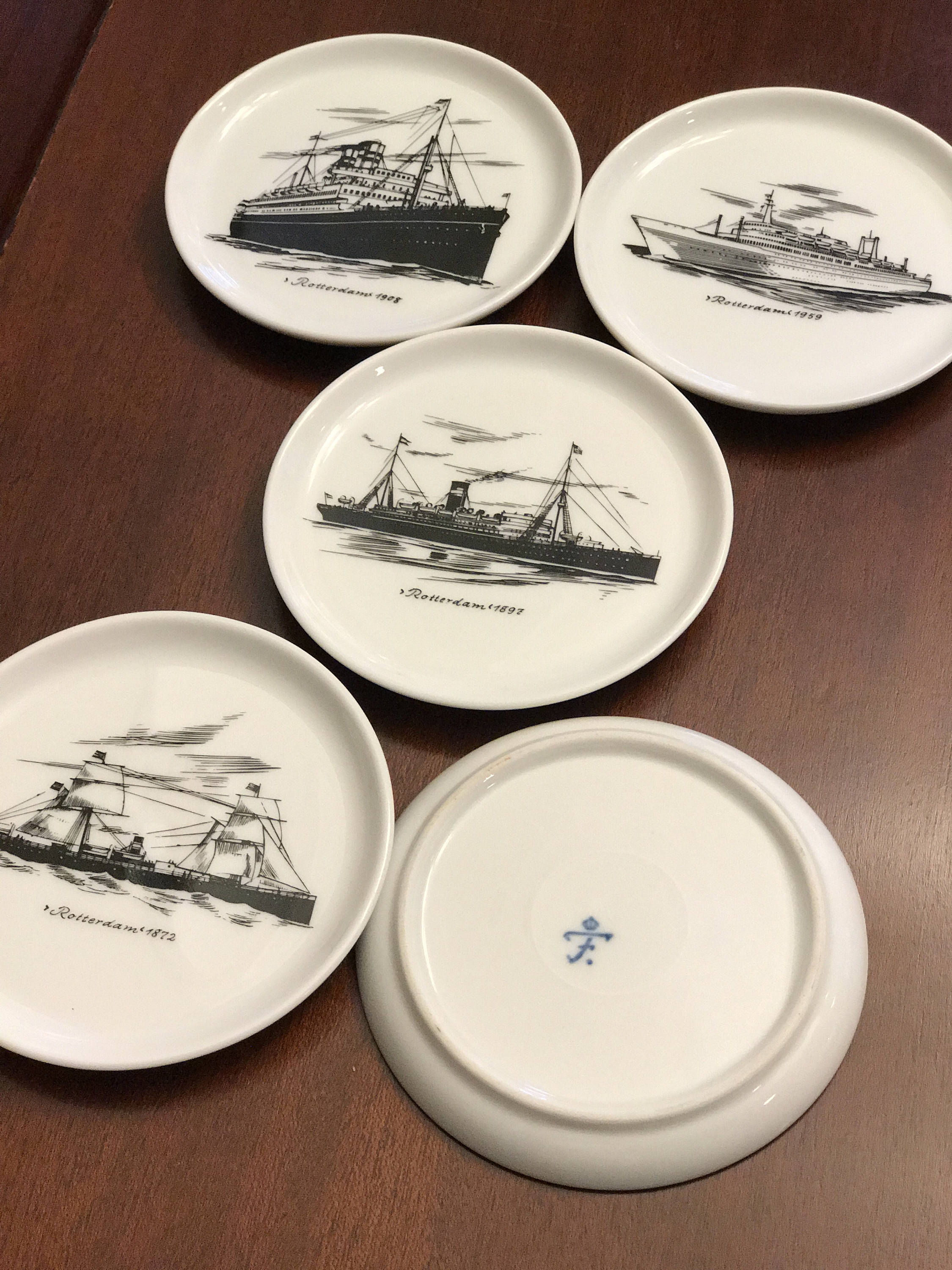 MidCentury Nautical ship Coasters by Fürstenberg Keramik, set of five ...