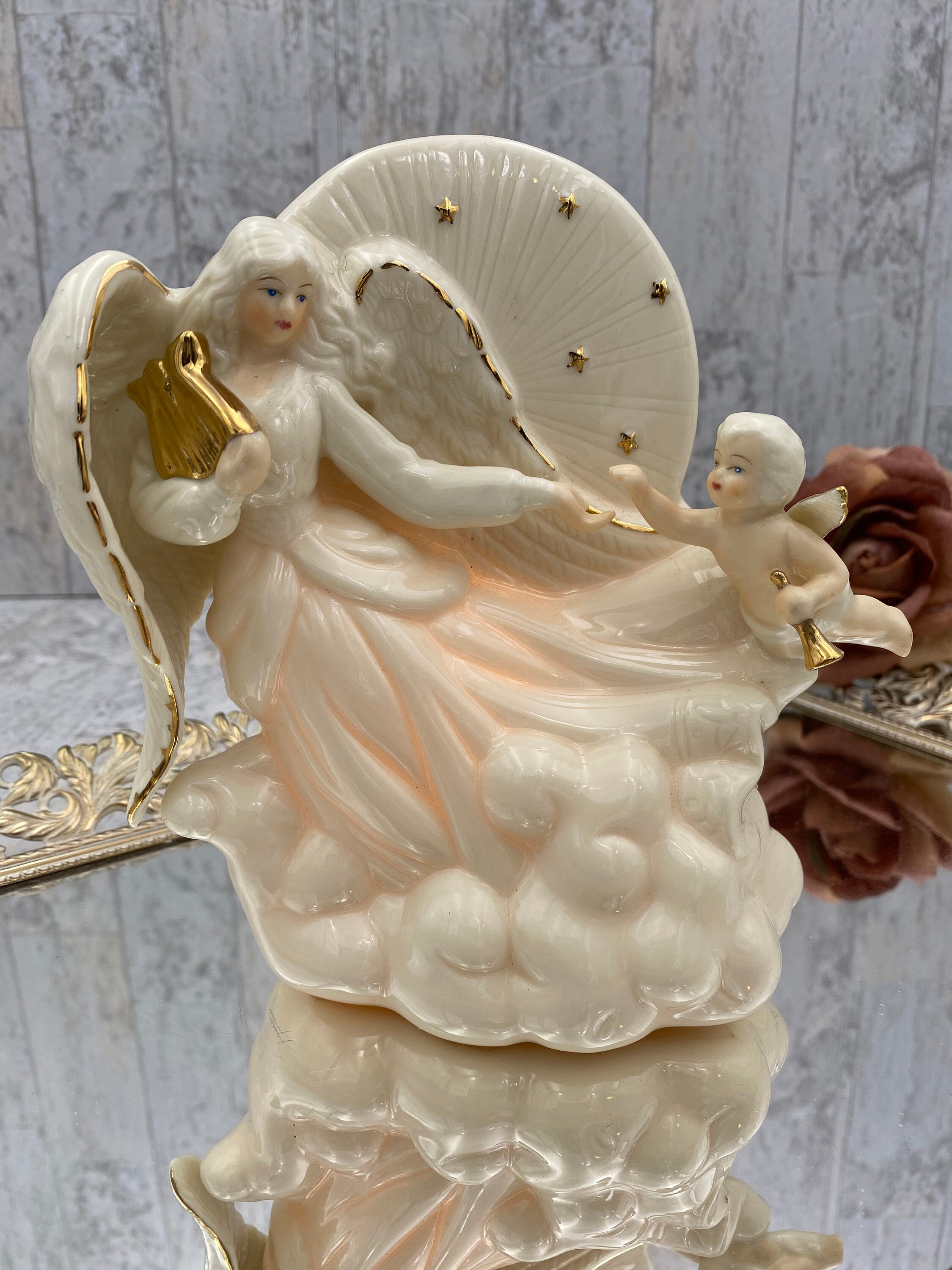 Vintage Angel Cherub Nightlight, Dresser lamp accent Light, Victorian ...