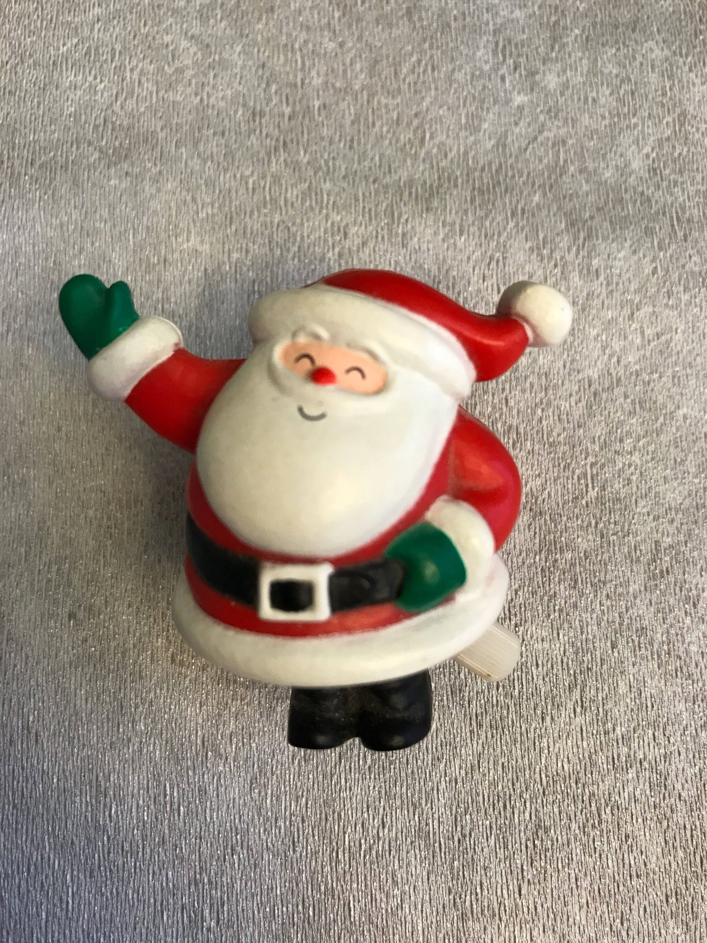Vintage Waving Santa pin, red wind up Santa Brooch, mini Santa lapel ...