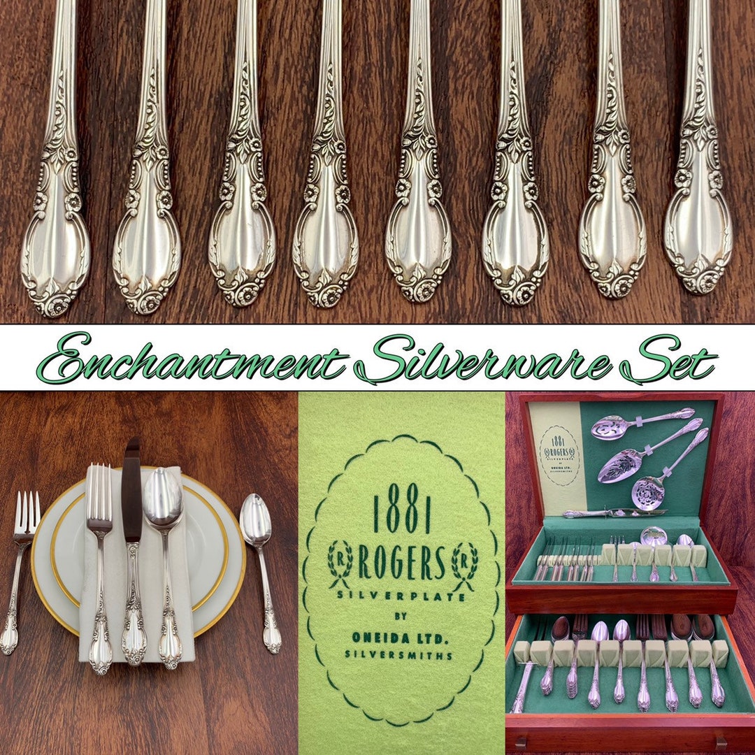 Vintage Silverware Set, Service for 8, Mahogany Silverware Chest ...