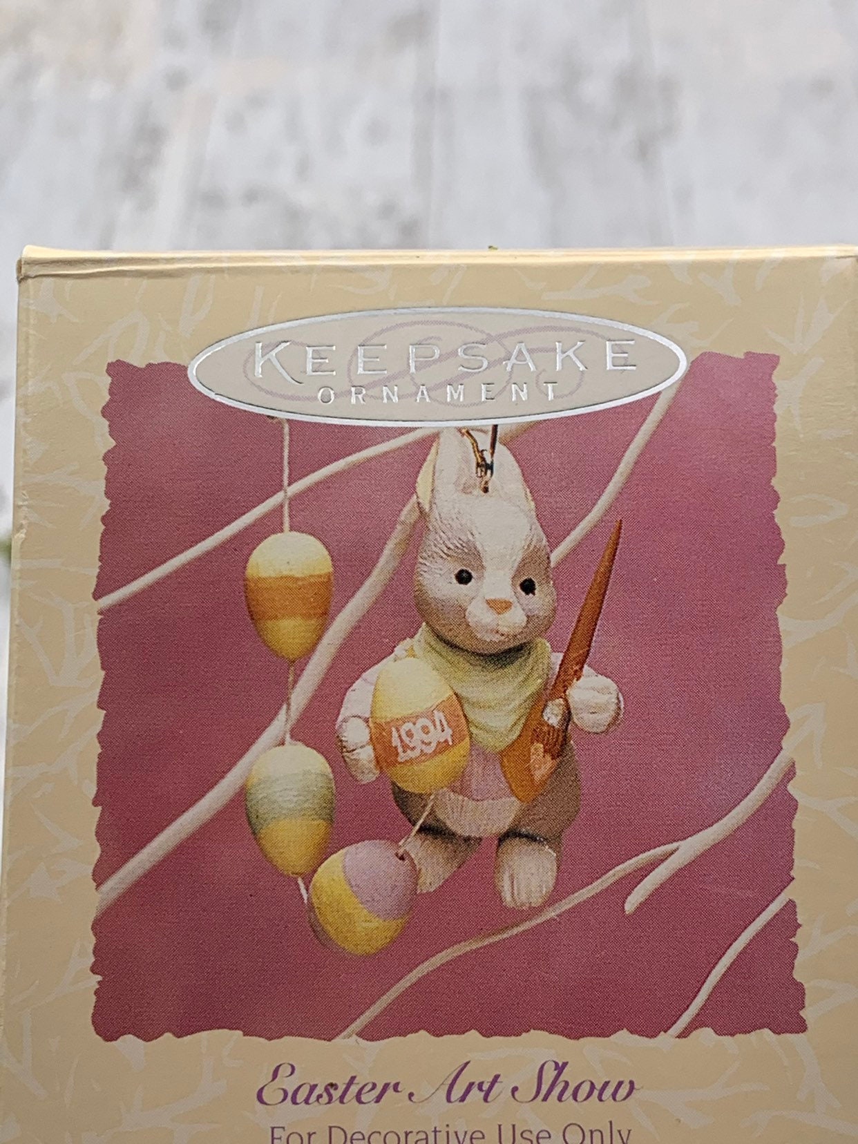 Vintage Easter Art Show Hallmark Ornament, Easter Bunny Painting eggs ...
