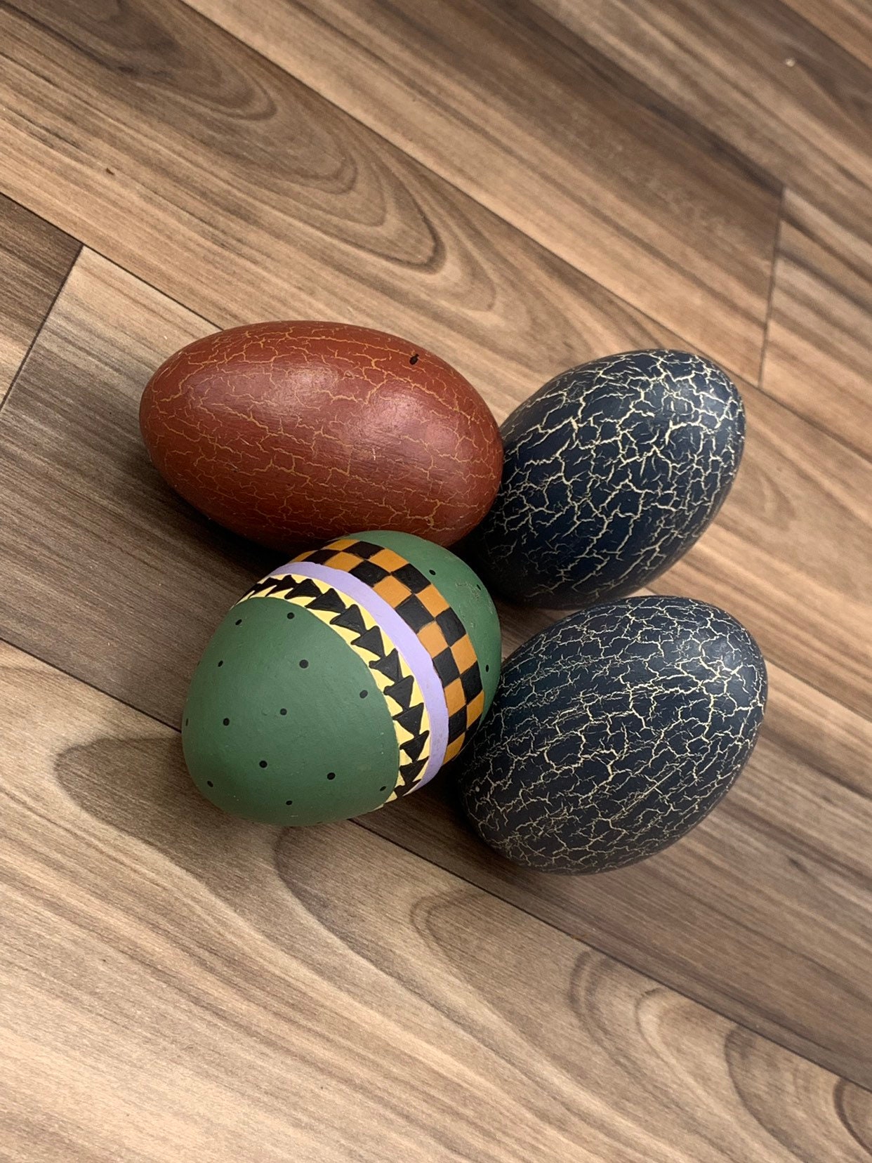 Painted Wooden Eggs, Rustic Farmhouse Decor, Country Kitchen