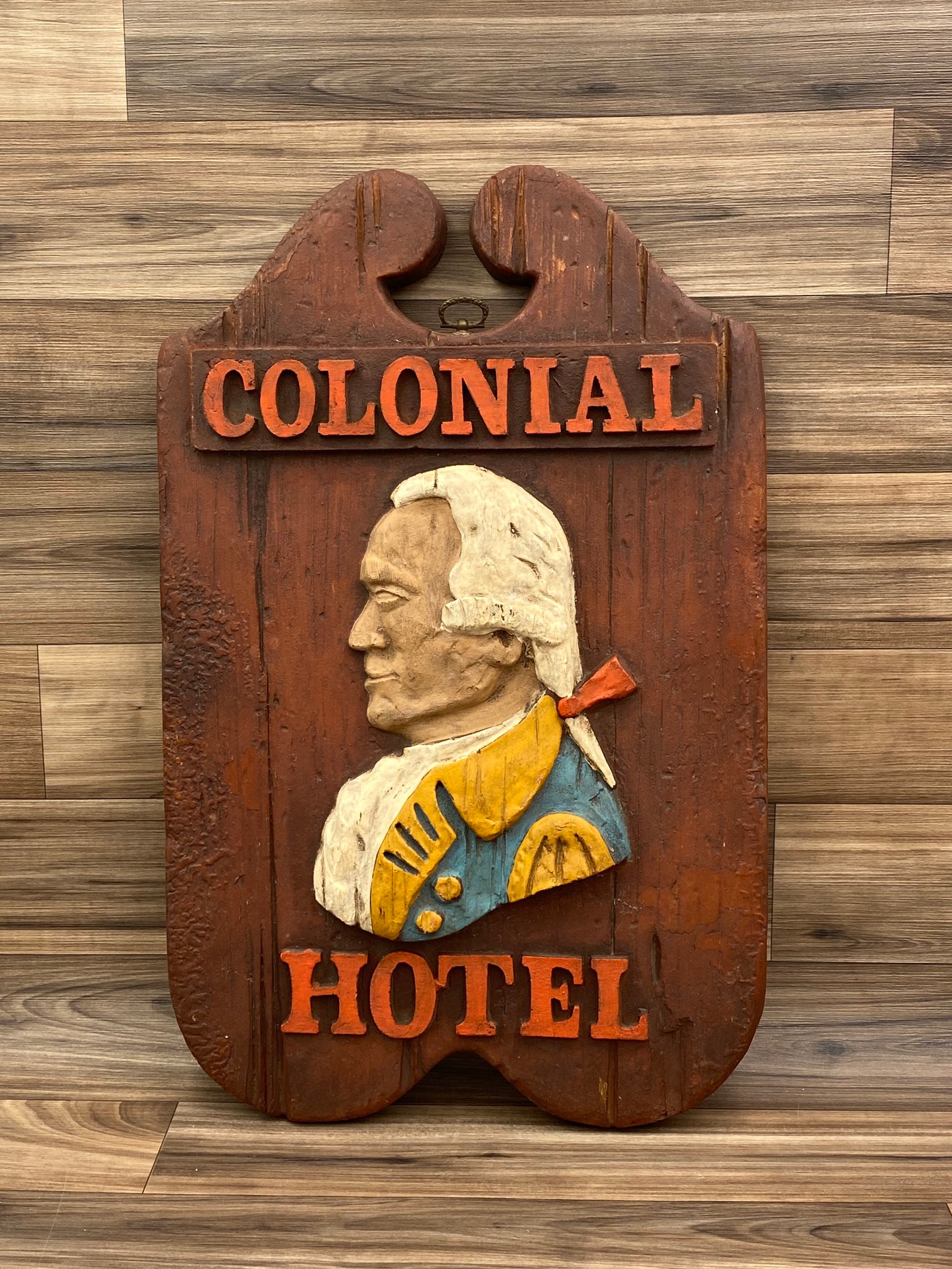 Vintage Wall Plaque, Colonial Hotel Sign, Americana Wall Art, Patriotic ...