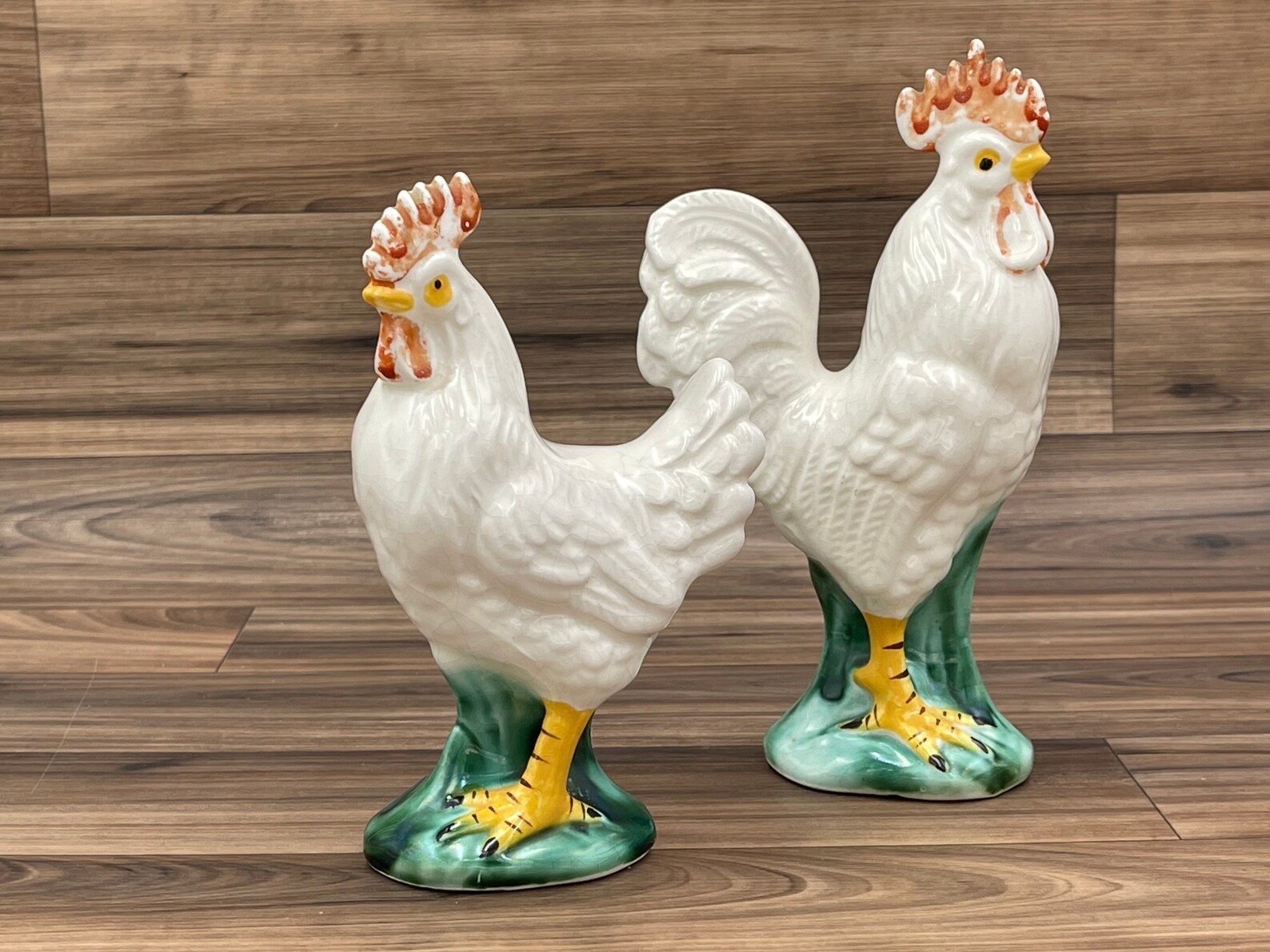 Vintage Lefton Rooster and Hen Chicken Figurines, Rustic Farmhouse Home ...