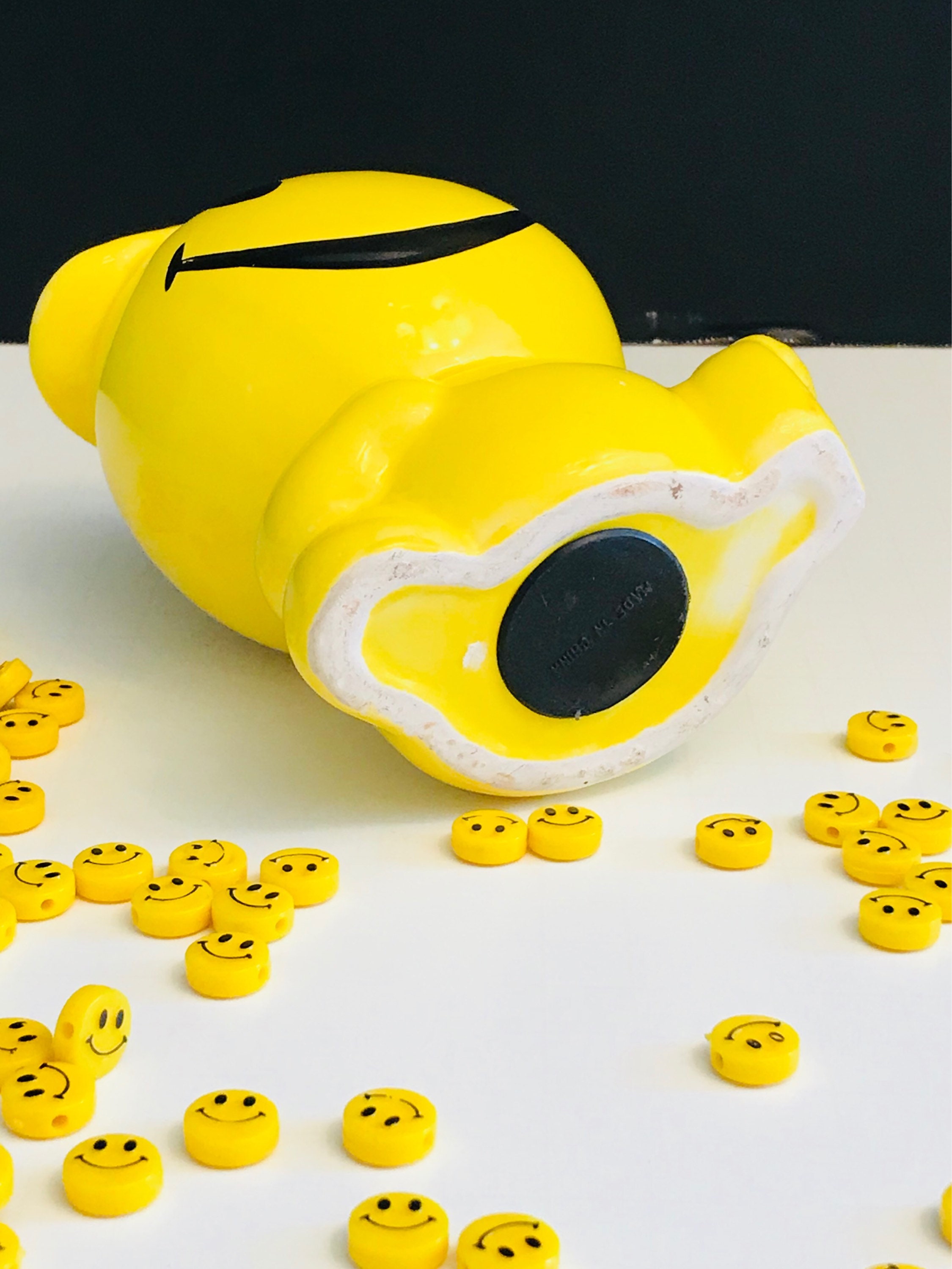Smiley Face Bank with Baseball Cap, Vintage smiley face coin bank ...