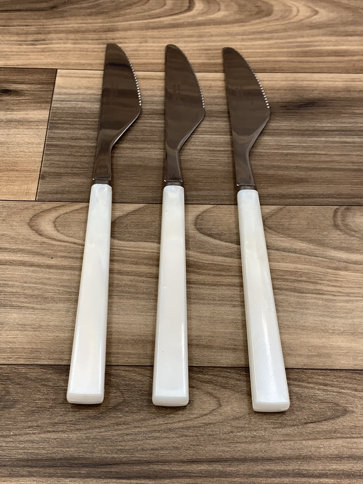 Anacapa Stainless Flatware set with White Plastic Handles, Rustic Cabin ...