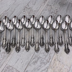 Vintage Stainless Flatware Set, Large Service for 12 Rose Pattern ...