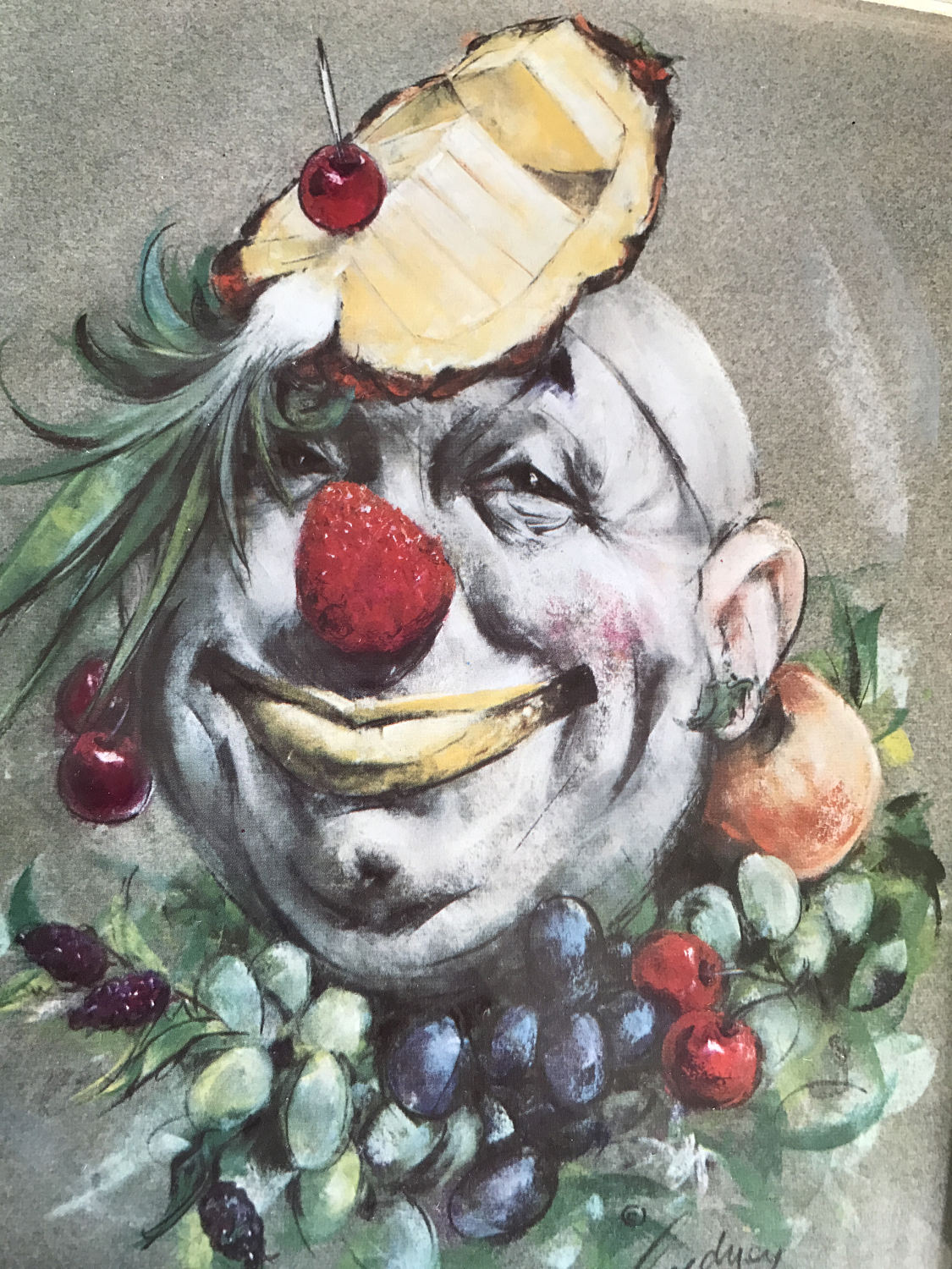 Clown Framed Print by Artist Cydney Gossman, The Fruit Clown Signed ...