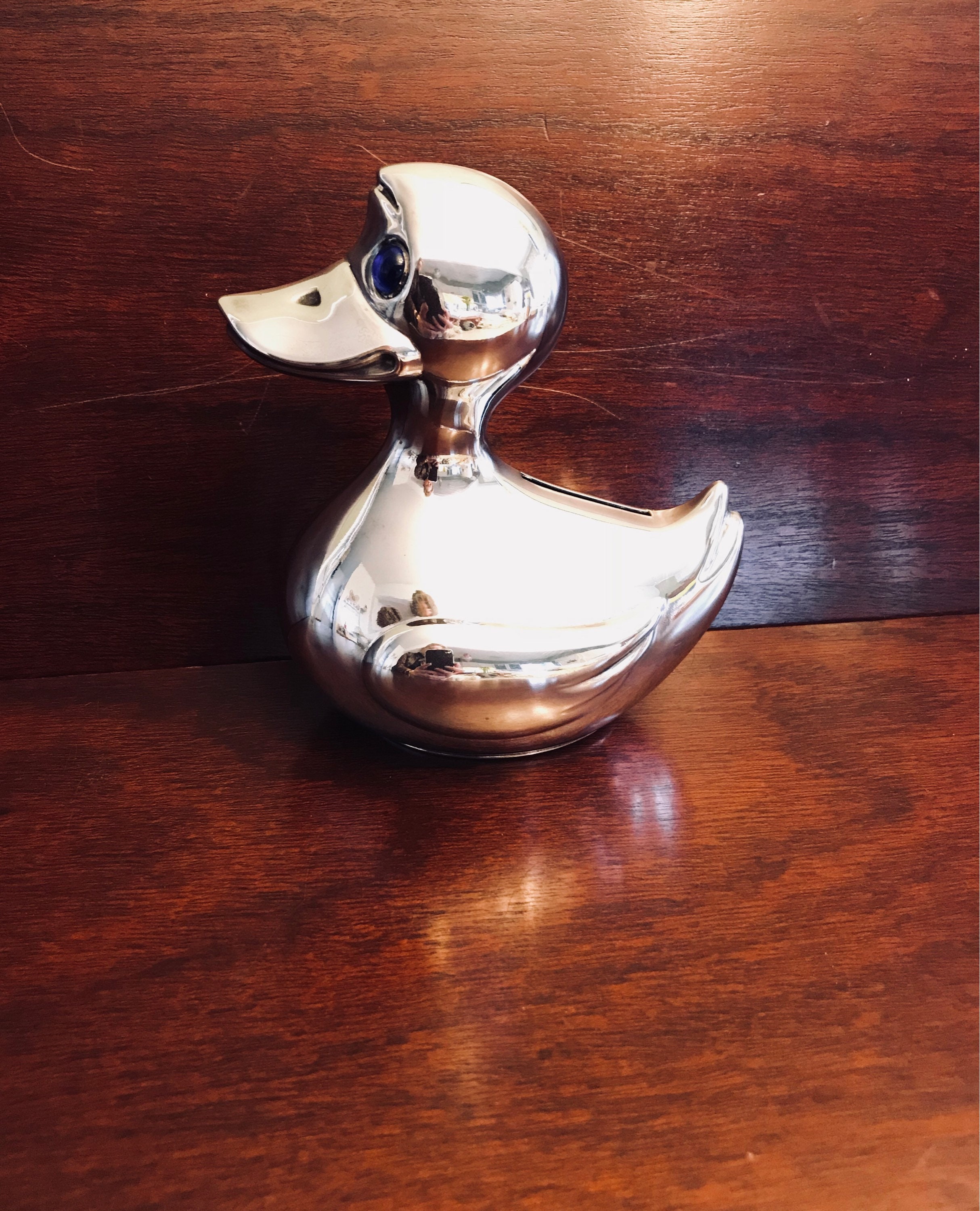 Duck Coin bank, Vintage Silverplated Duck bank, Waterfowl Decor ...