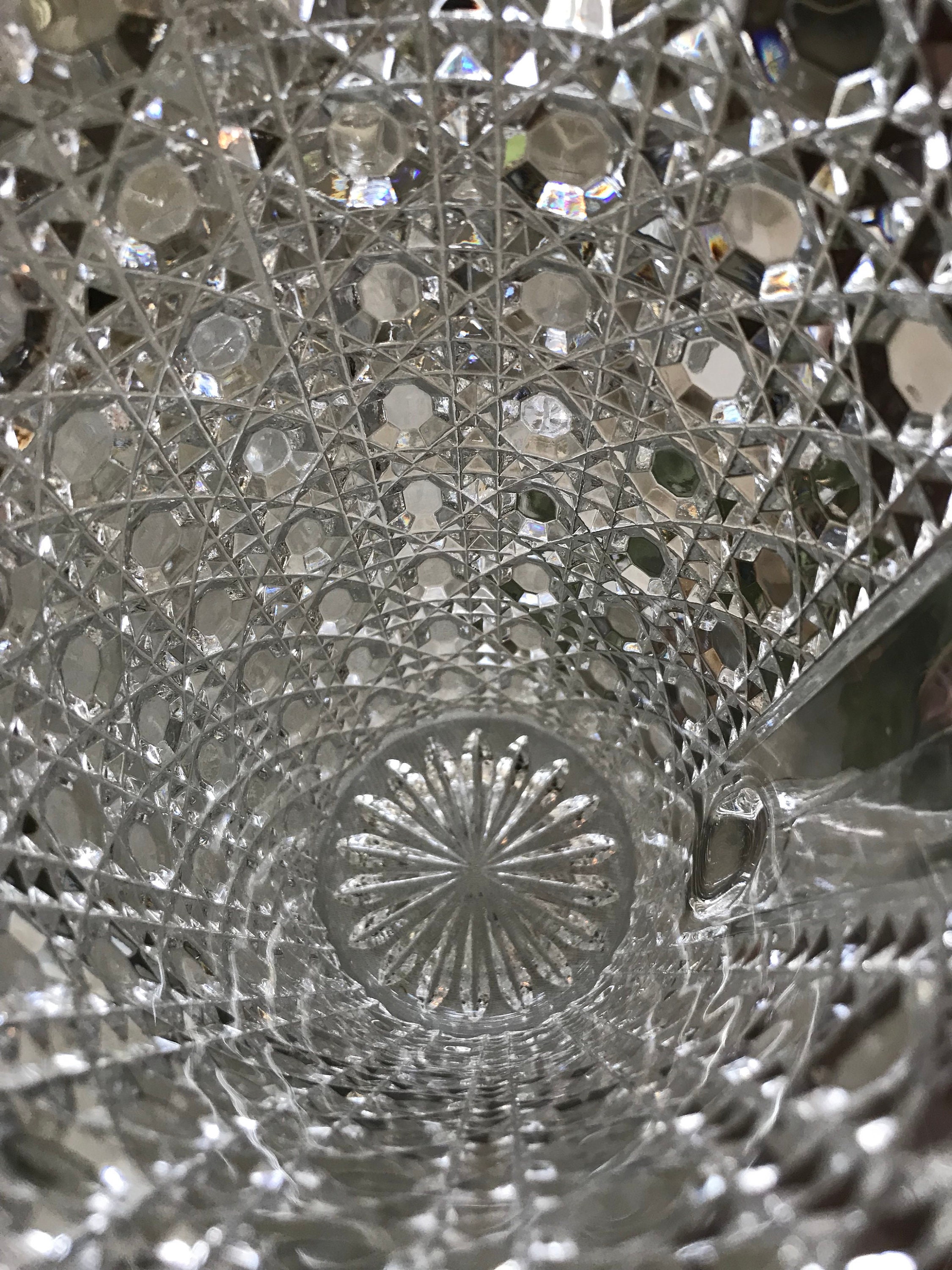 American Cut Crystal Pitcher, Vintage Criss Cross and Cane pattern ...