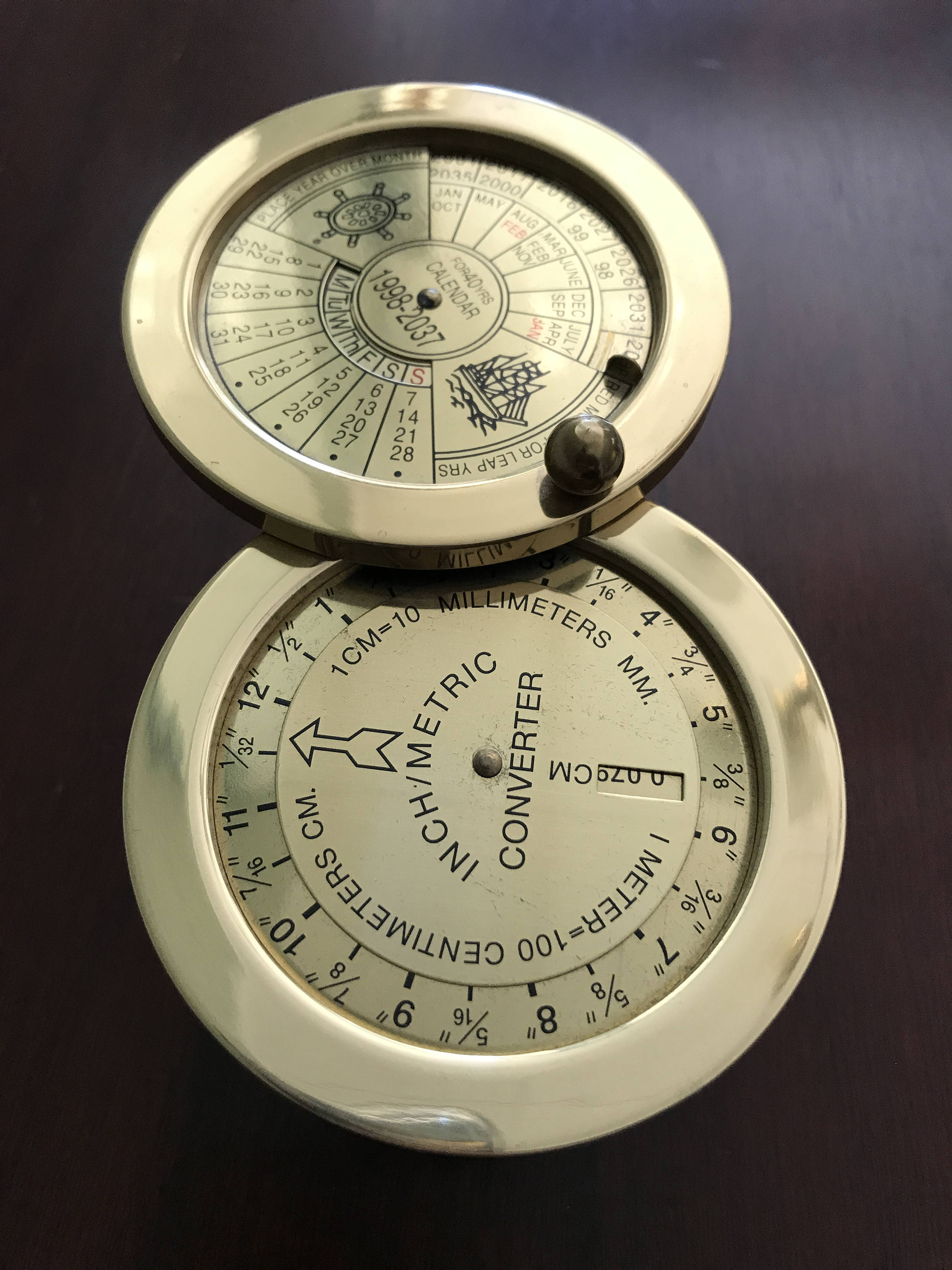 Nautical Marble Paperweight 5 in 1, brass 40 year calendar, metric ...