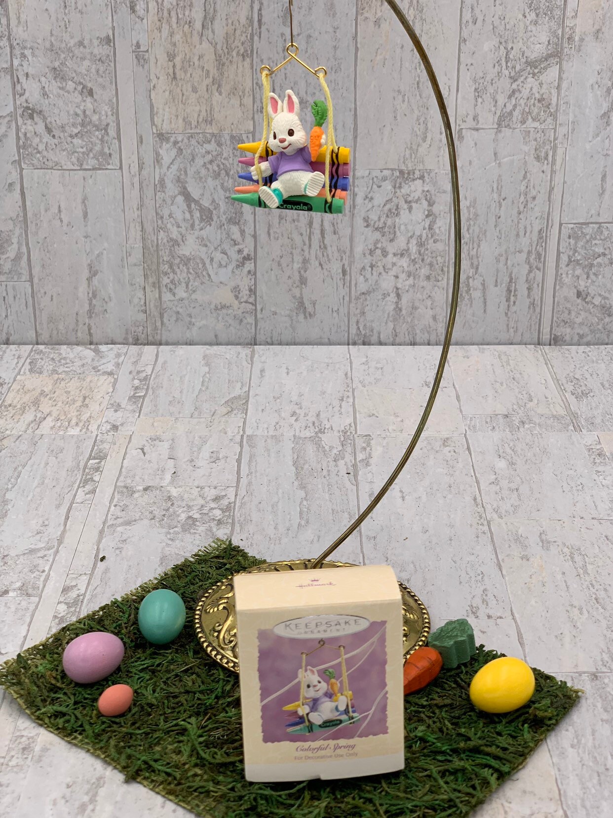 Vintage Colorful Spring Hallmark Easter Ornament, Easter Bunny on ...