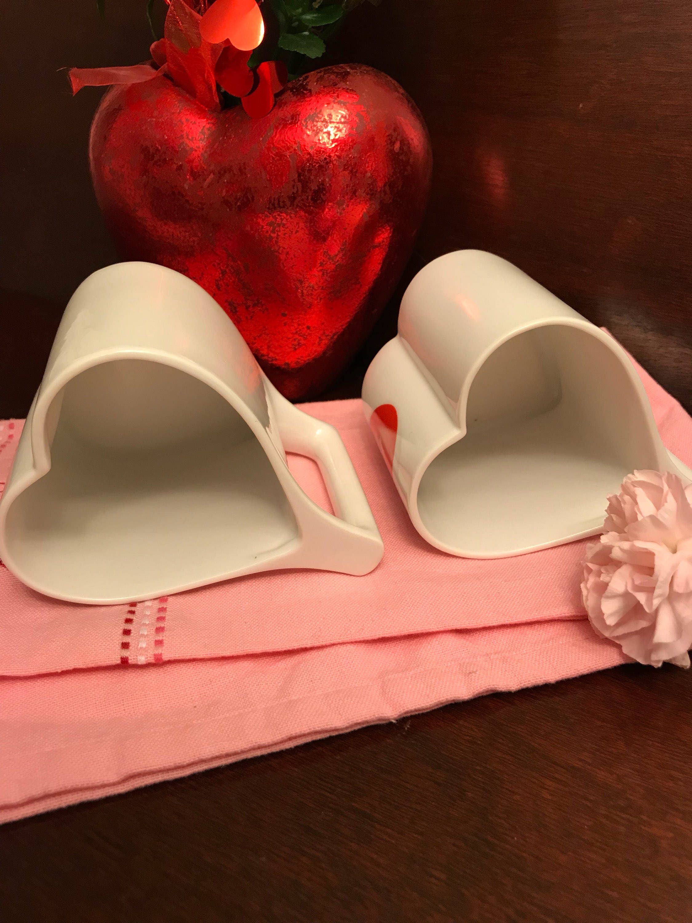 Vintage Heart Mugs, Forever Yours Mugs, Heart shaped Mugs, Avon Heart ...