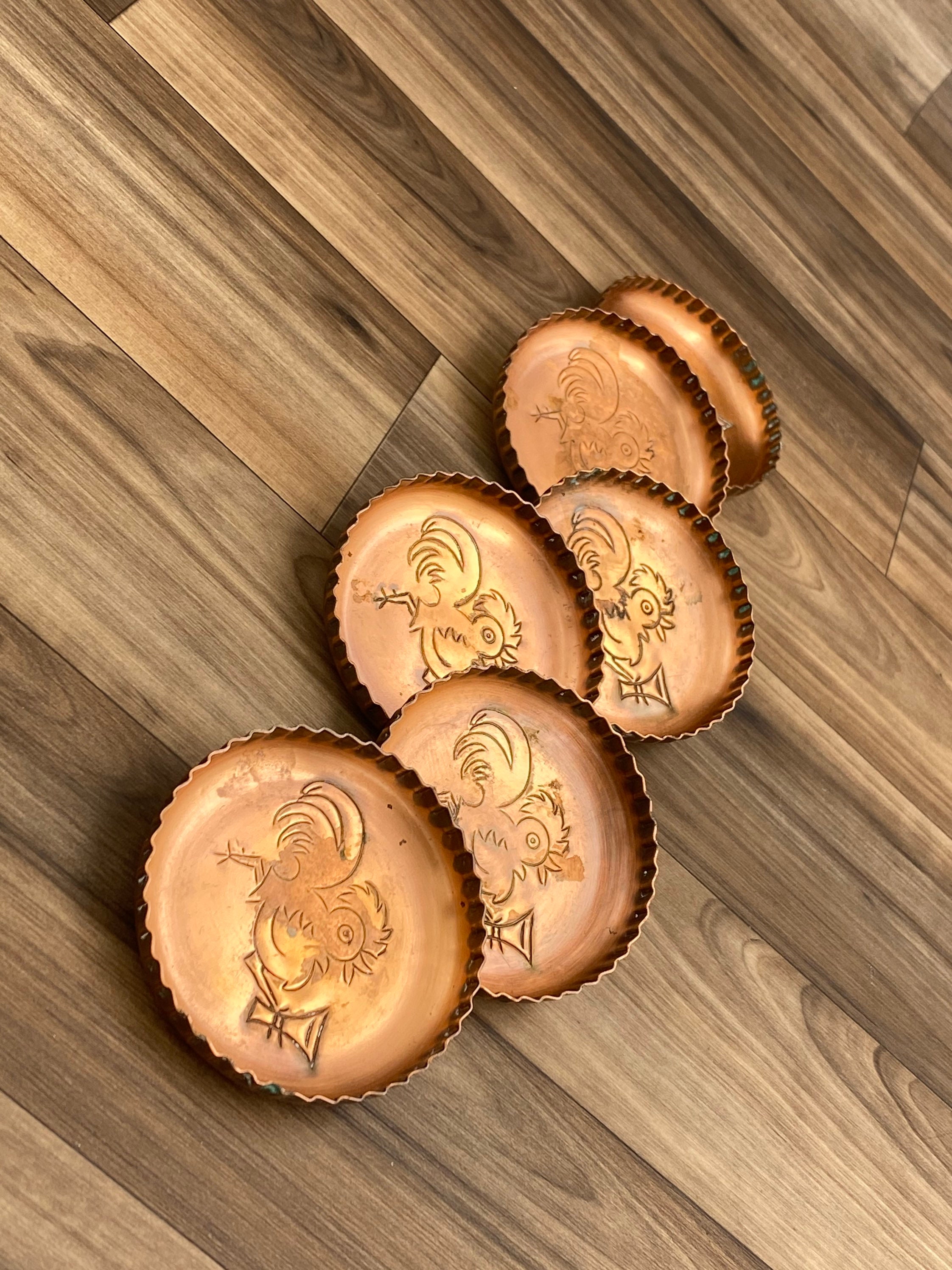 Copper Rooster Coasters set of Six, office decor, Rustic Home Decor ...