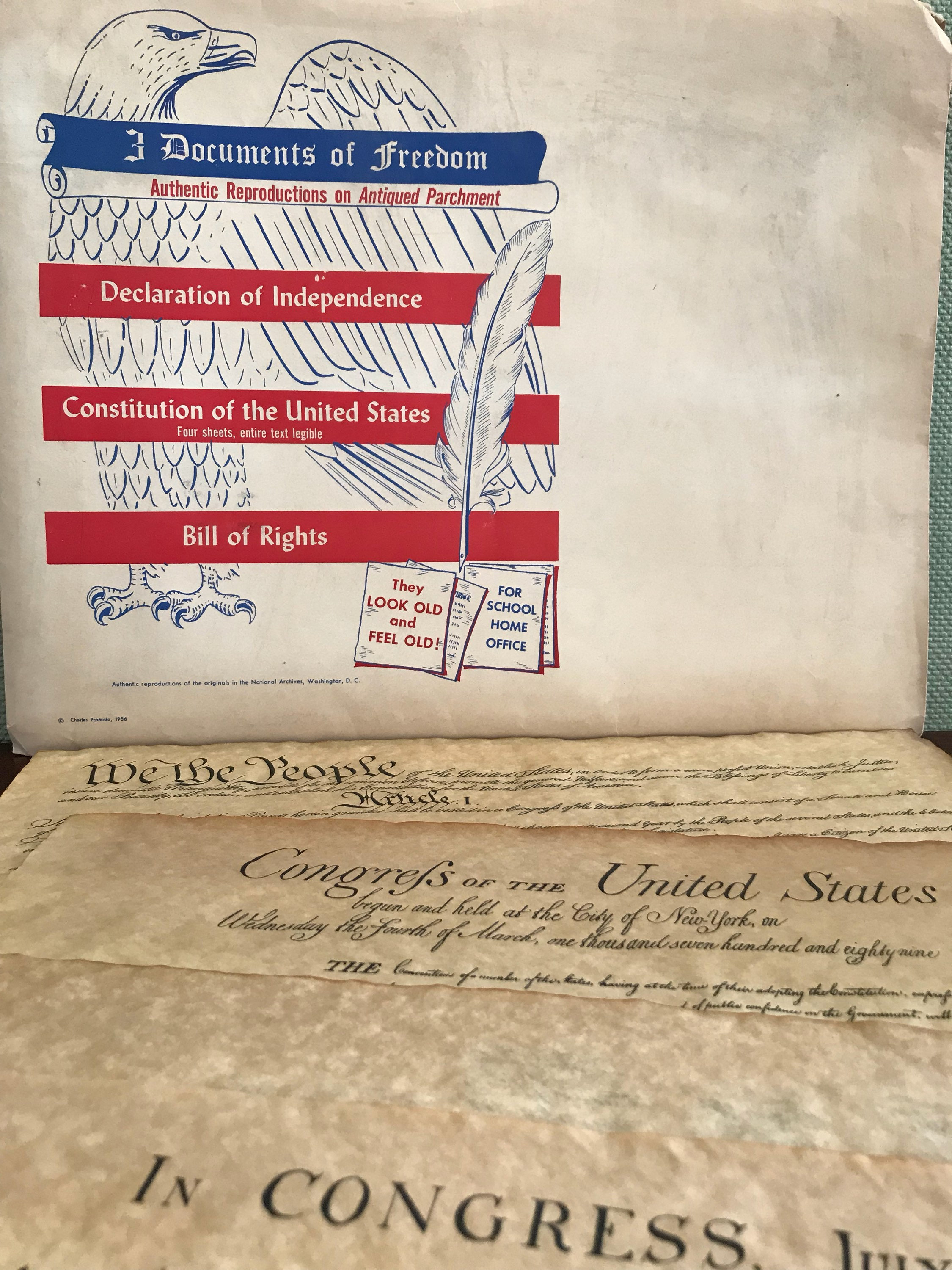 Vintage Documents of Freedom, Declaration of Independence, Bill of ...