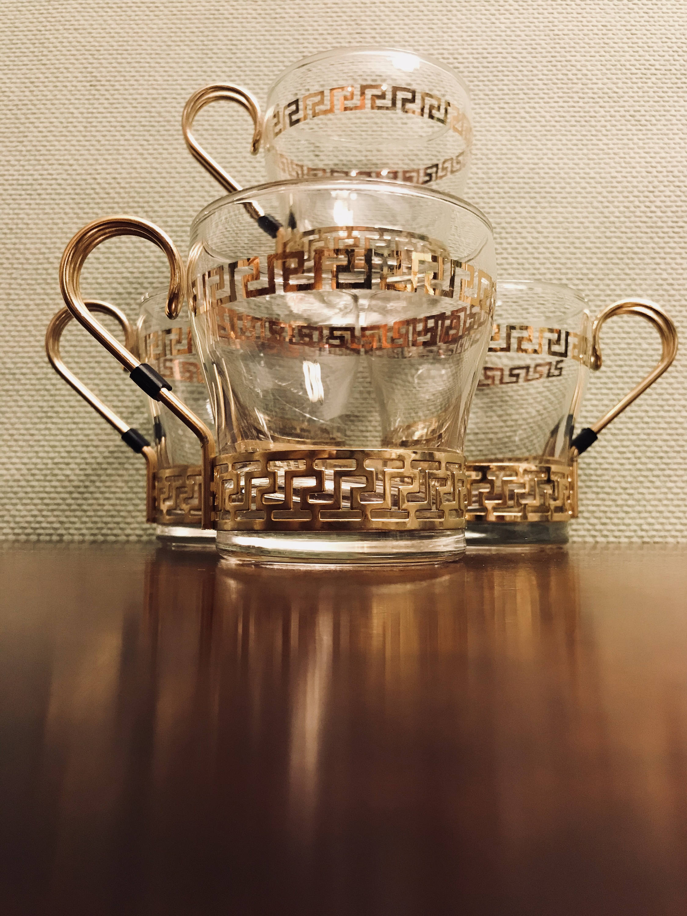 Mid Century Modern Mugs, Continental Greek Key Drinkware, Vintage ...