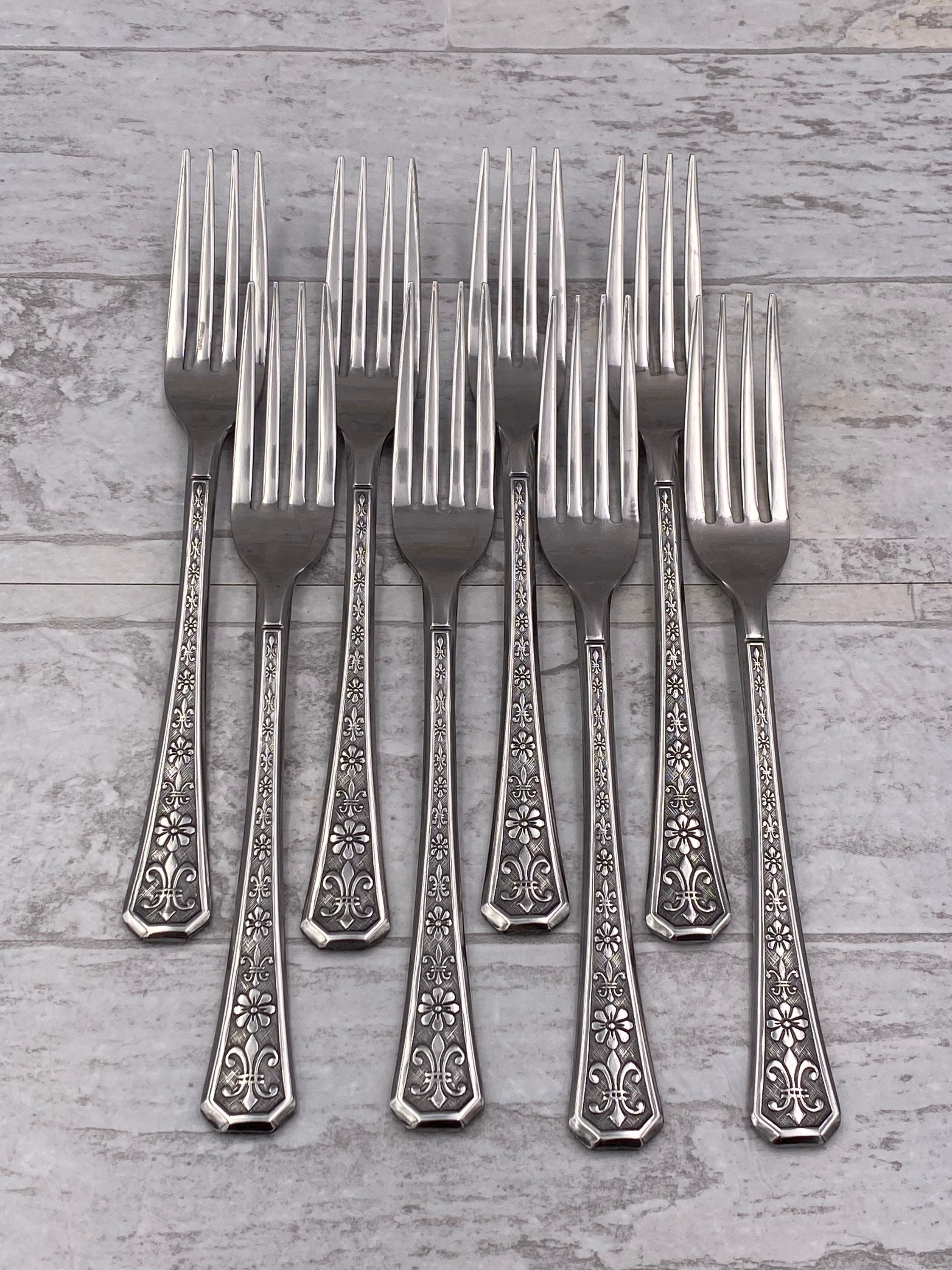 Mid Century Stainless Flatware set Florenz by Interpur Floral handle ...
