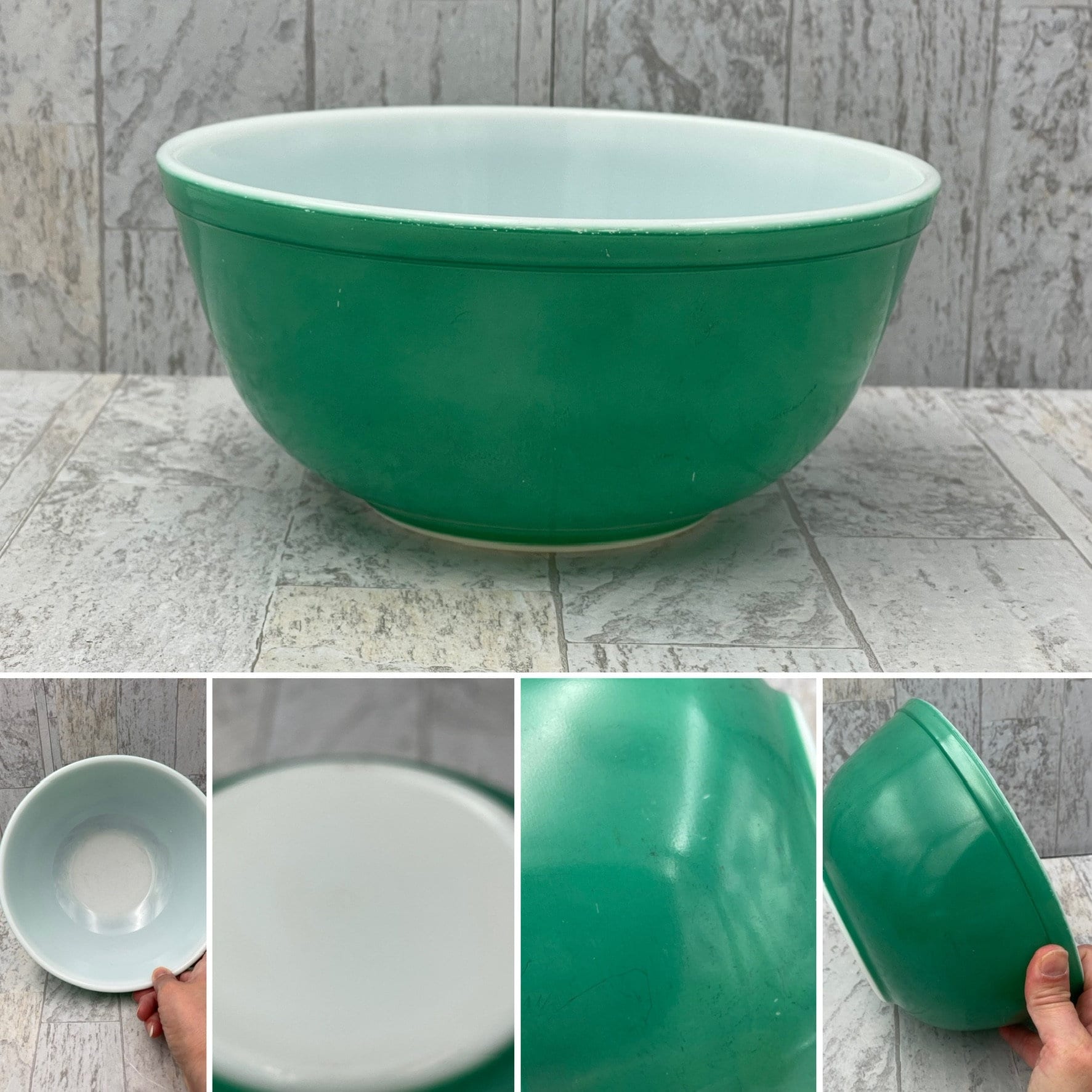 Vintage Pyrex Mixing Bowl, Primary color green Collectible, 1940s Pyrex ... Vintage Pyrex Mixing Bowl, Primary color green Collectible, 1940s Pyrex ...