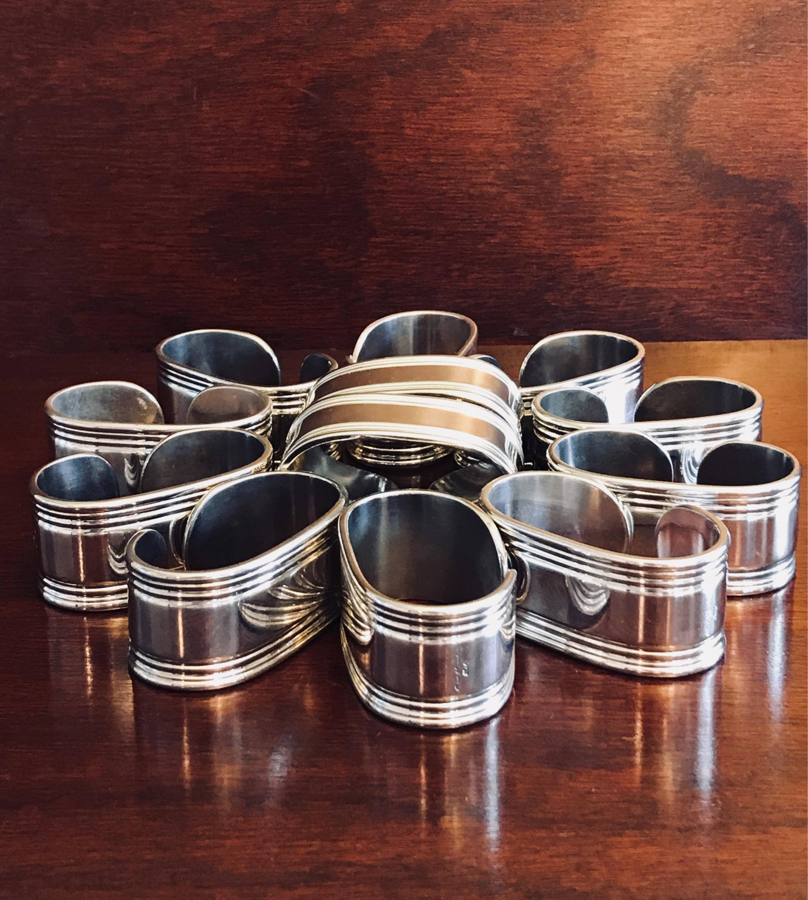 Vintage Designer Silver Napkin Rings, Signed Ricci Argentier napkin ...