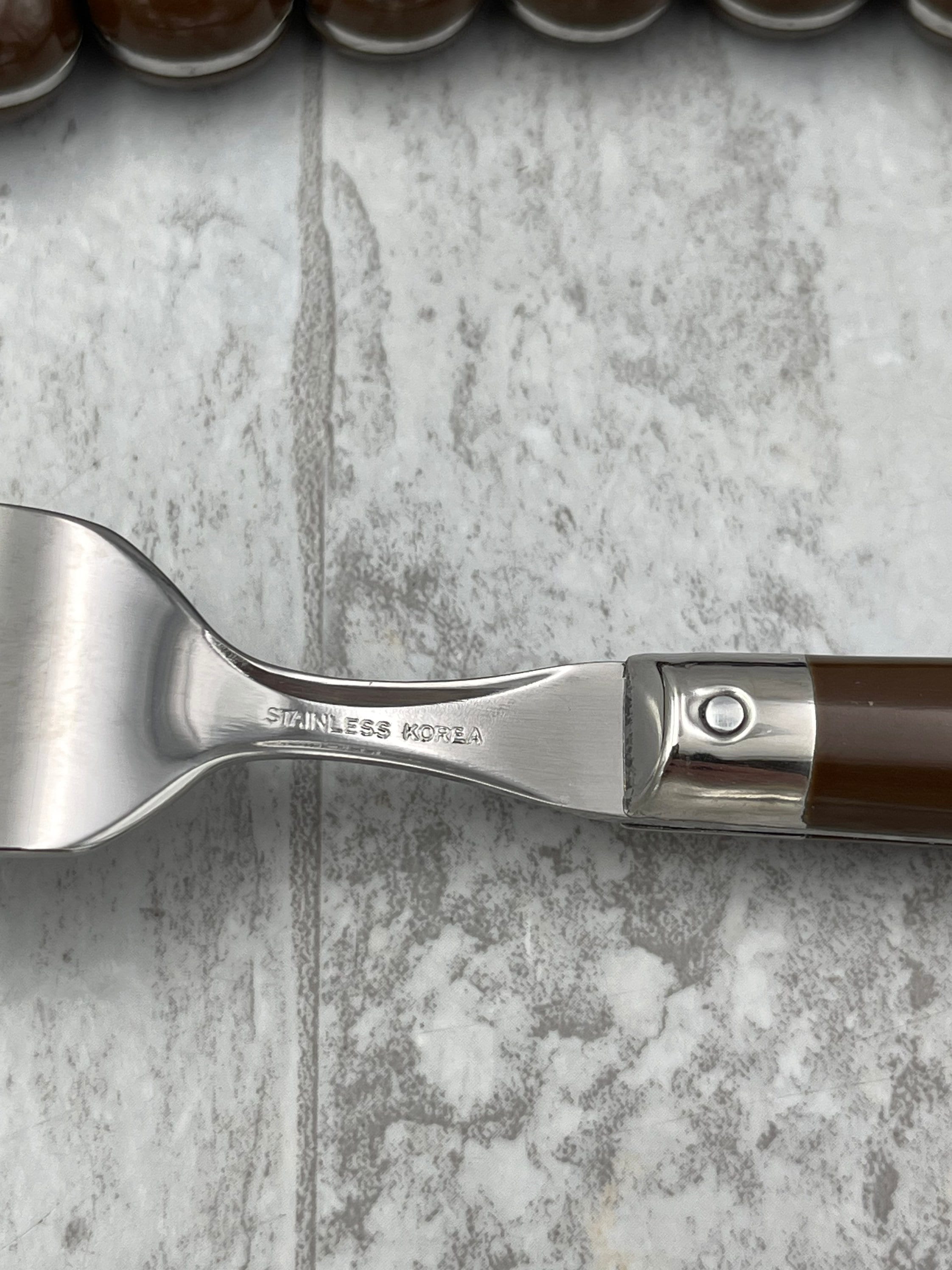 Vintage Flatware set with riveted Brown Plastic Handles, Rustic Cabin ...