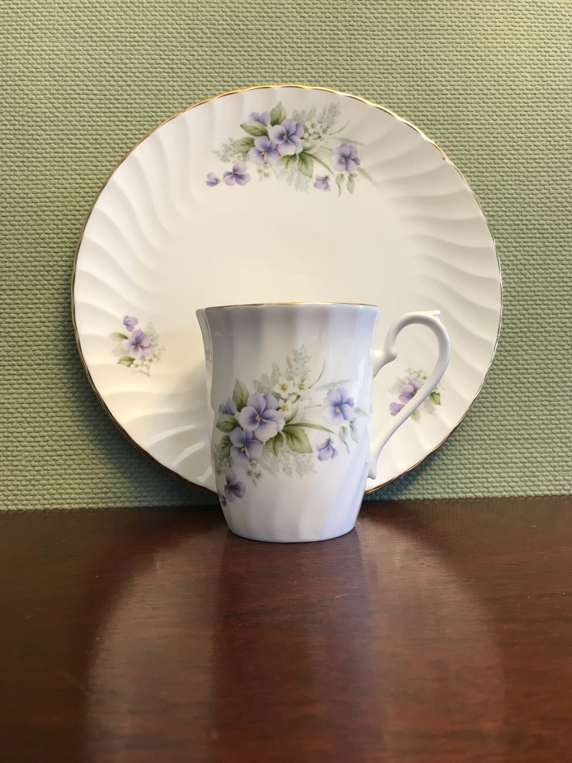Vintage Tea cup Set, Royal Sutherland China violets Tea Set gift for her