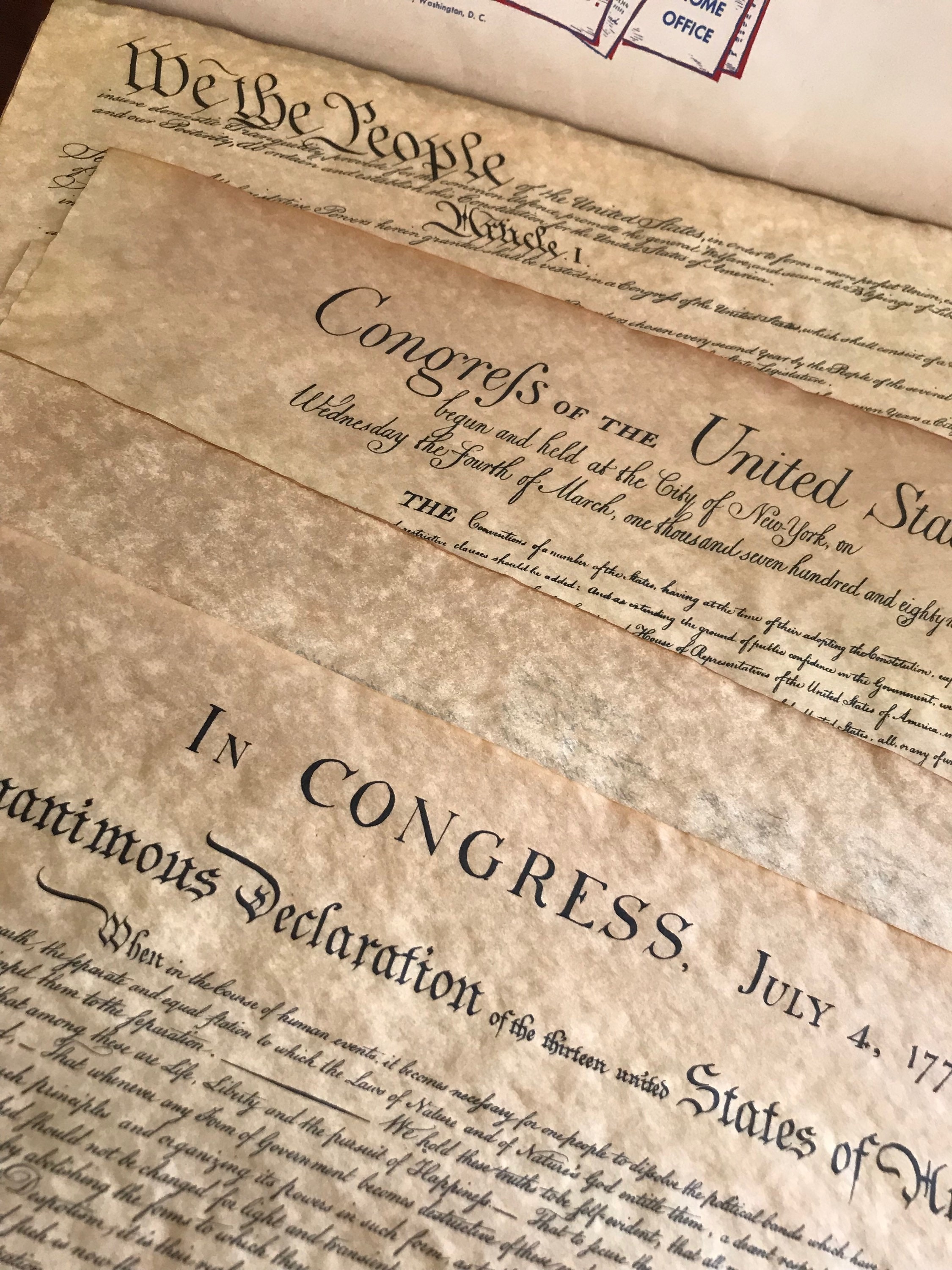 Vintage Documents of Freedom, Declaration of Independence, Bill of ...