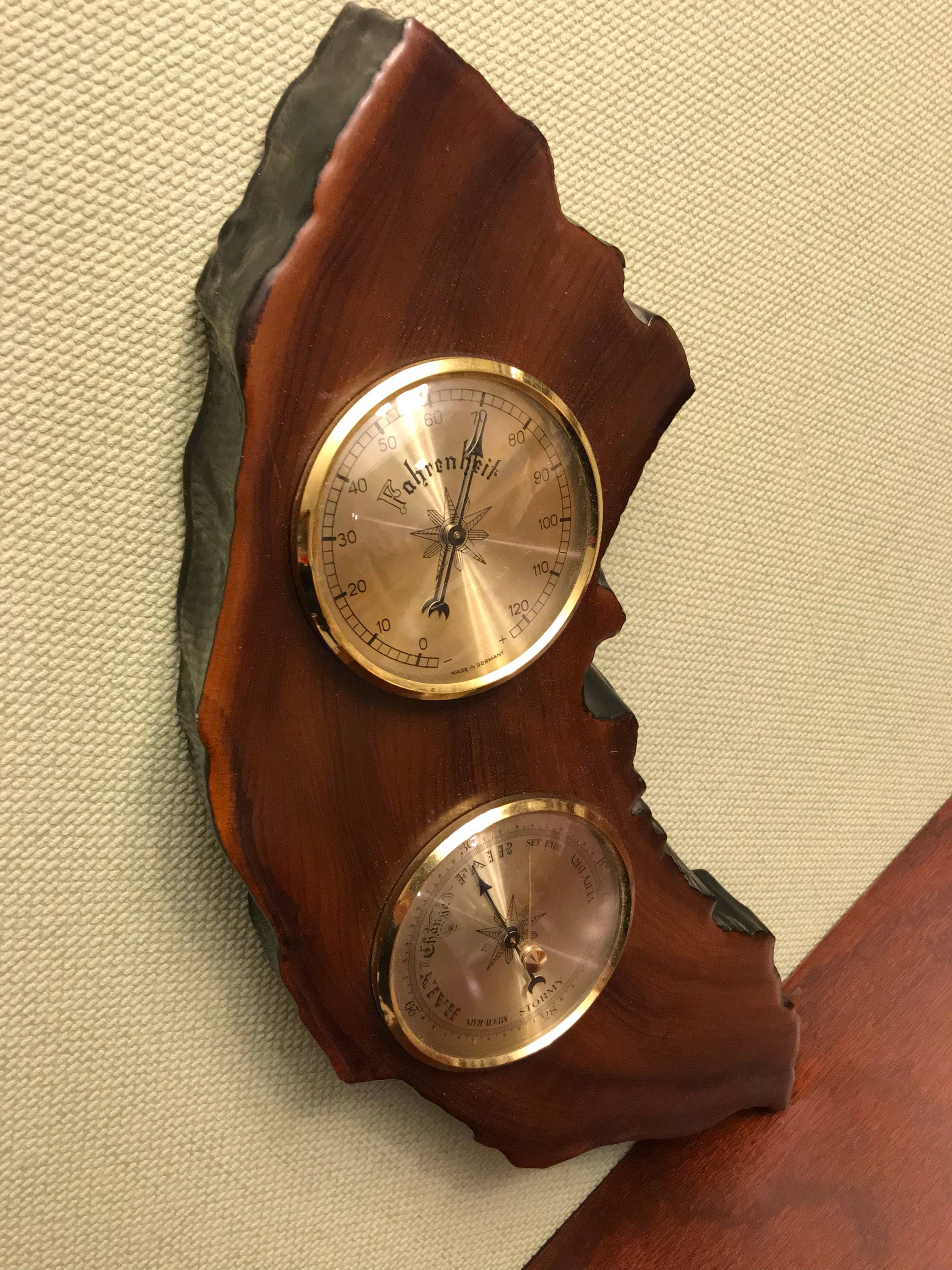 Vintage Weather Station, Handcrafted Wood Setting, collectible Weather ...