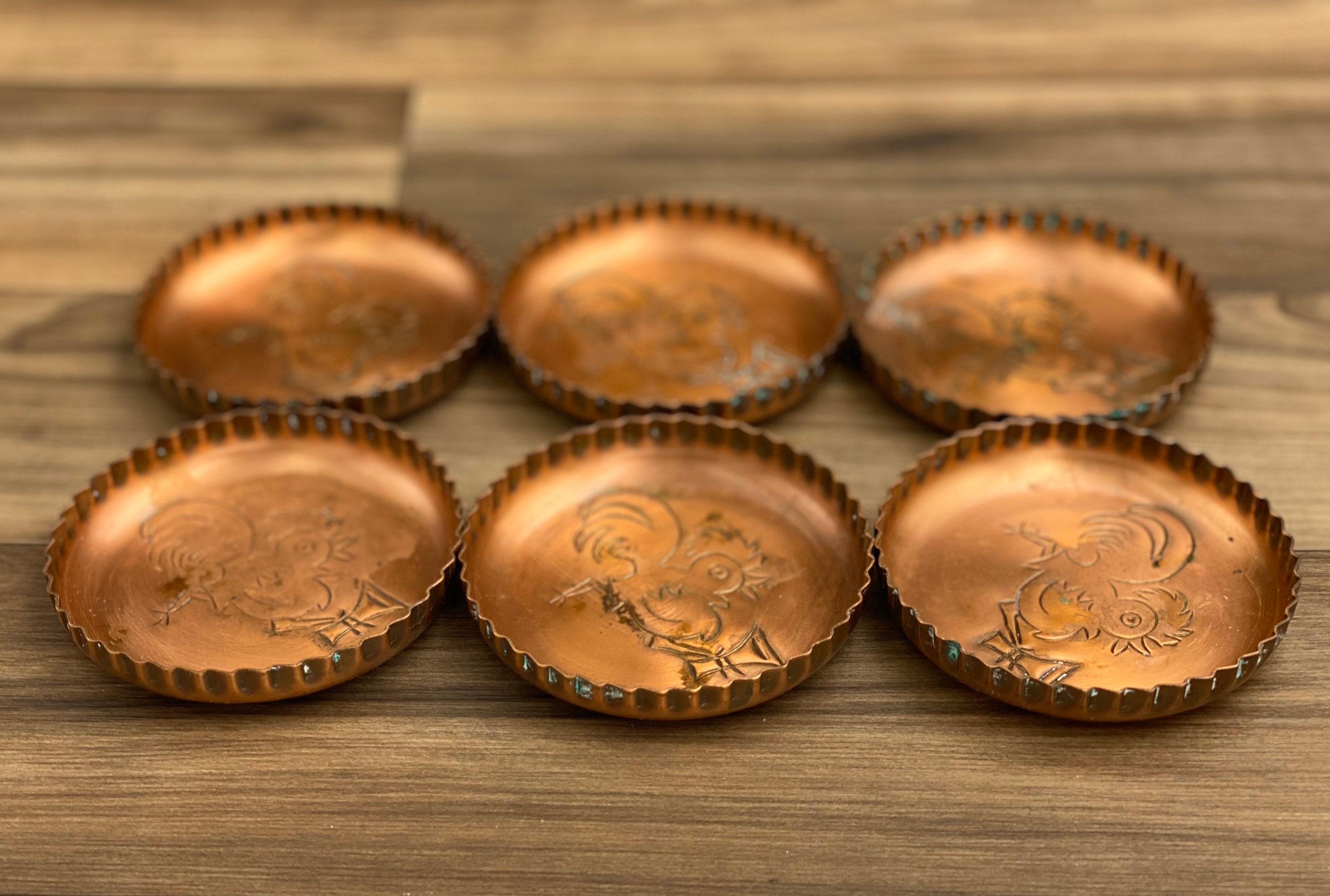 Copper Rooster Coasters set of Six, office decor, Rustic Home Decor ...