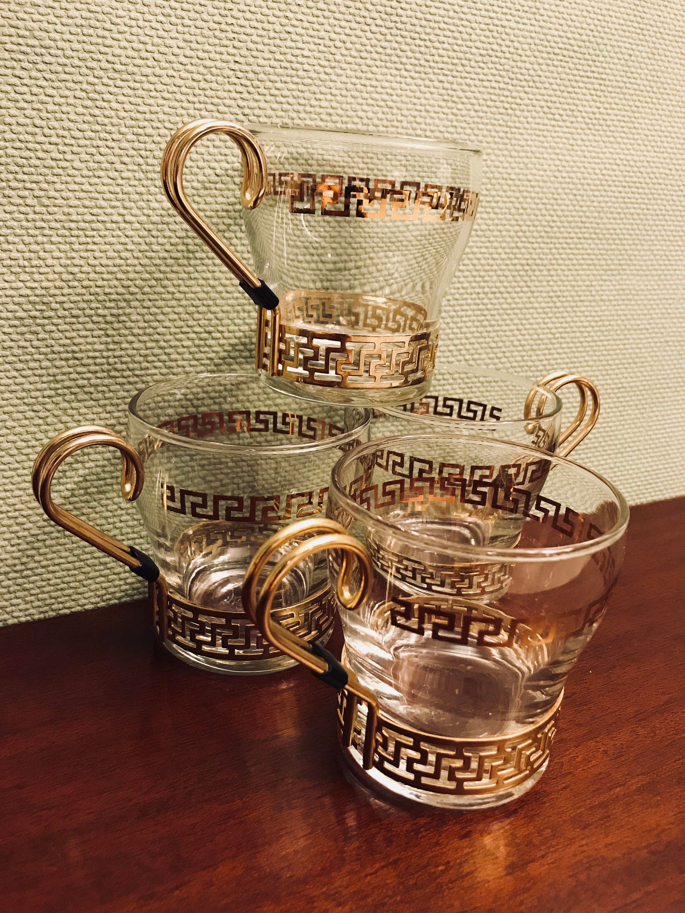 Mid Century Modern Mugs, Continental Greek Key Drinkware, Vintage ...