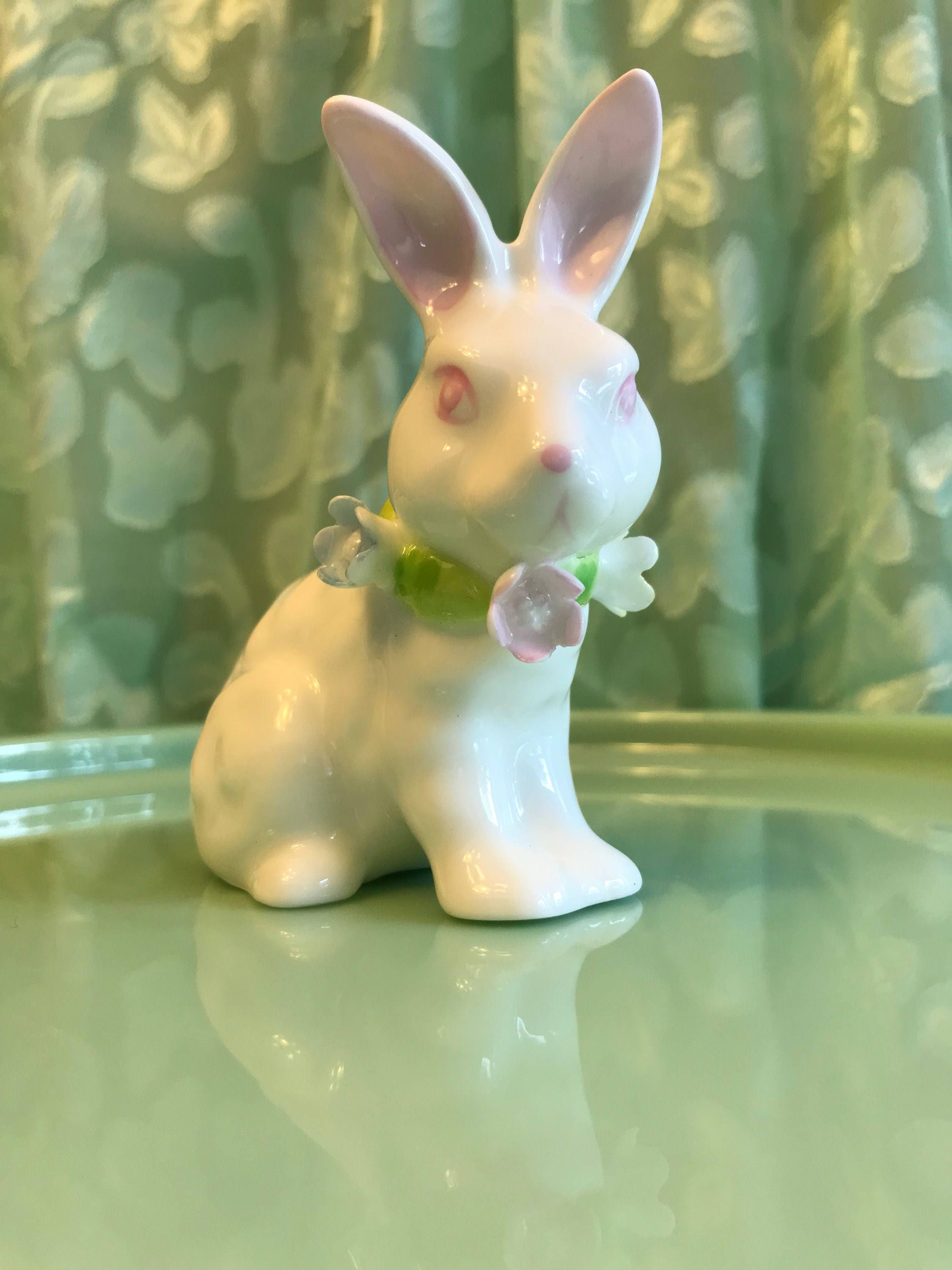 Porcelain Bunny Figurine, Figural white Bunny, Porcelain Easter Bunny ...
