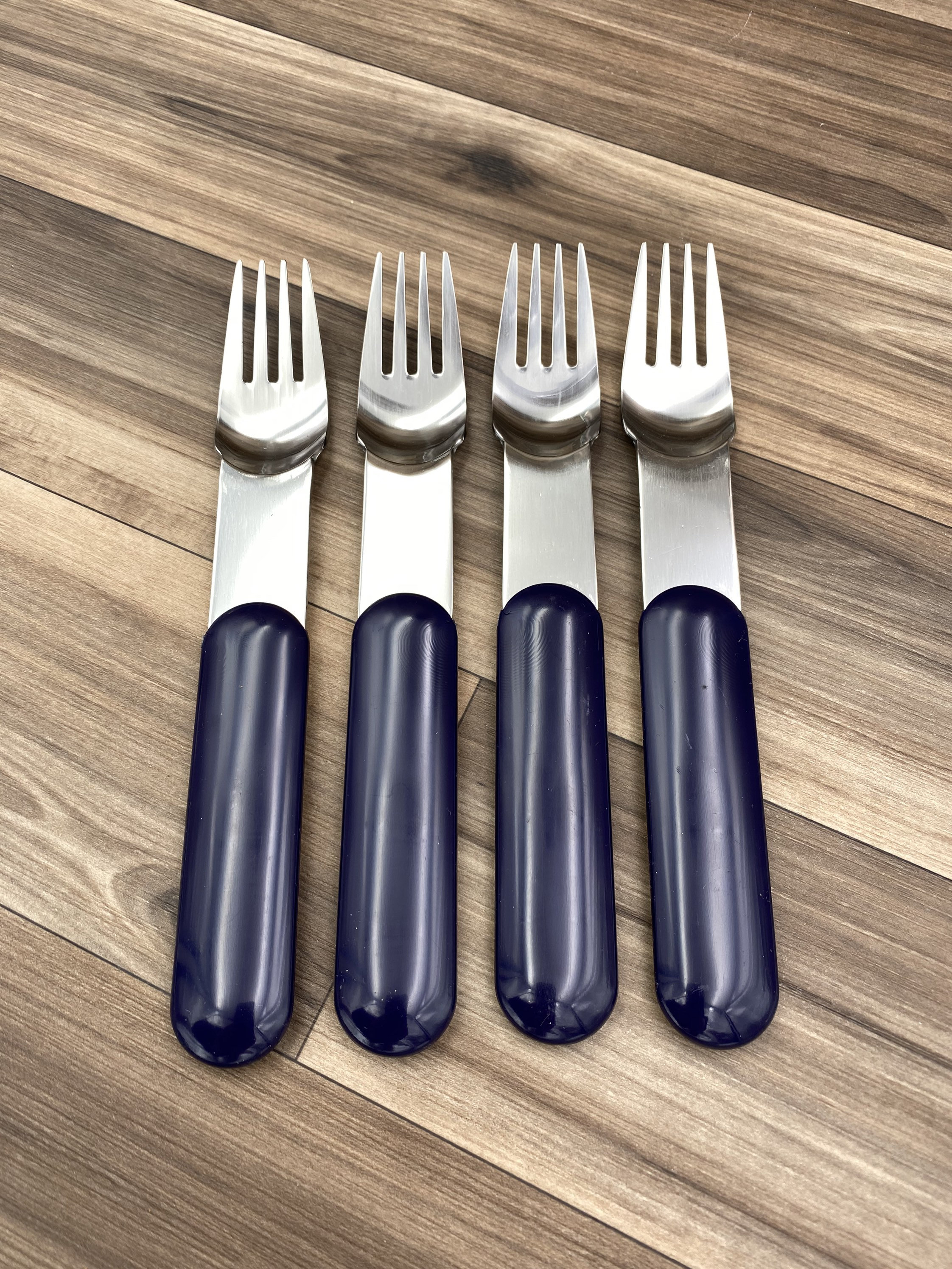 Vintage Flatware set Stainless Steel with Blue Plastic Handles Picnic ...