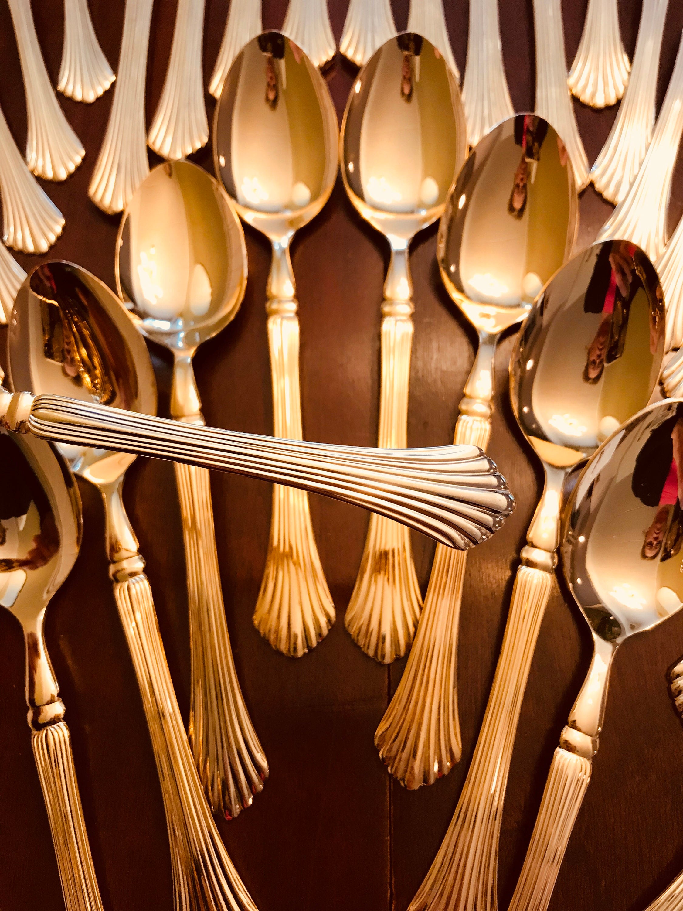 Vintage Gold Flatware, Golden Royal Plume, Gold Electroplate Flatware ...