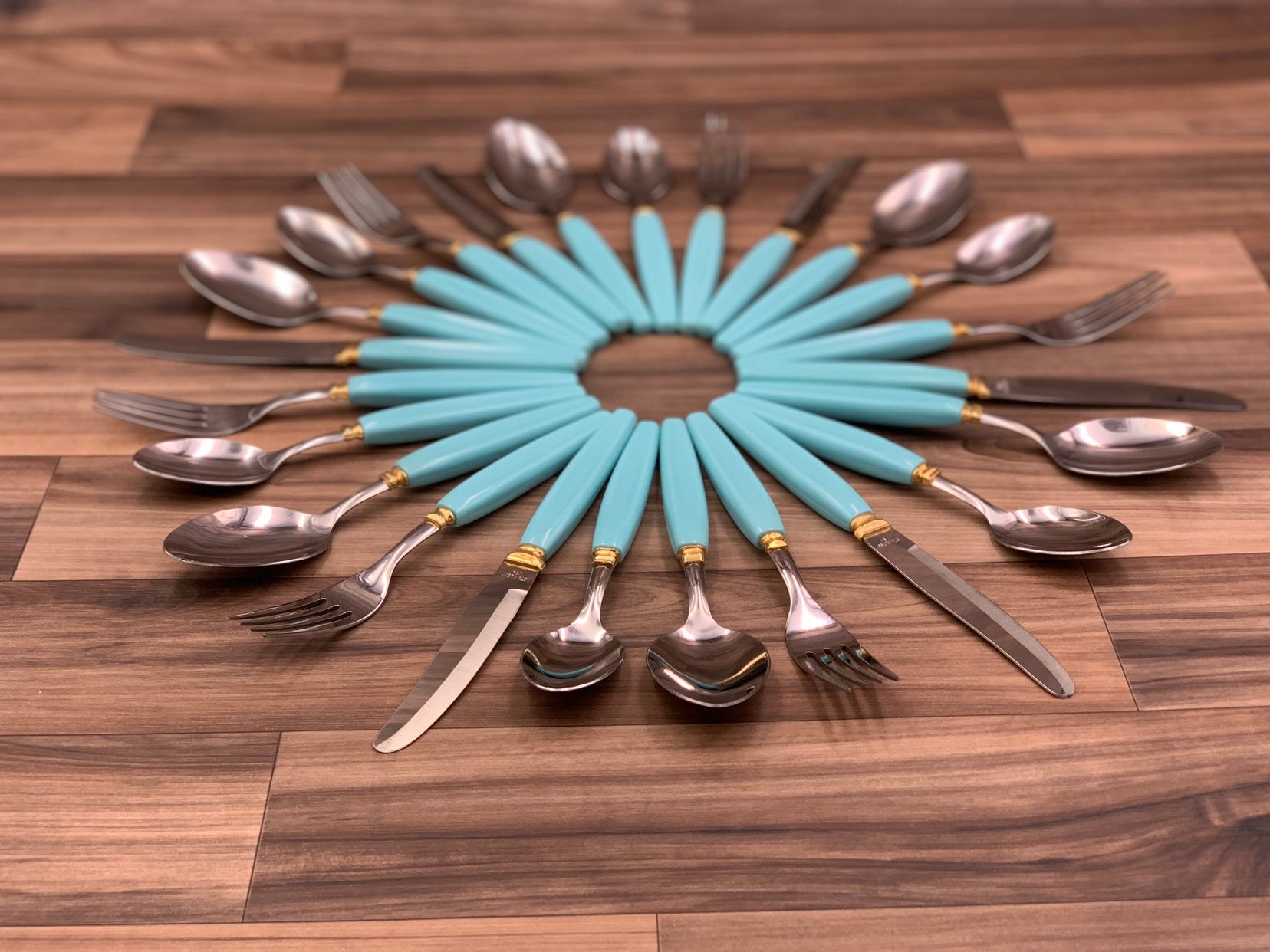 RARE Turquoise Handle Flatware, Table Mate by Imperial, set for 6 ...