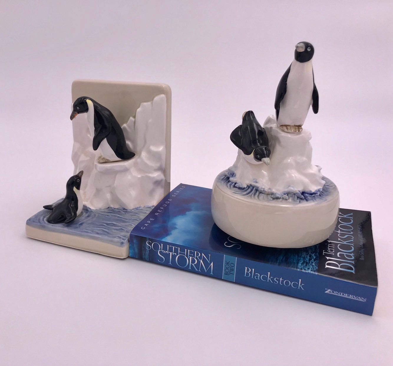 Vintage Penguin Music Box and Bookend, Otagiri Collectible porcelain ...