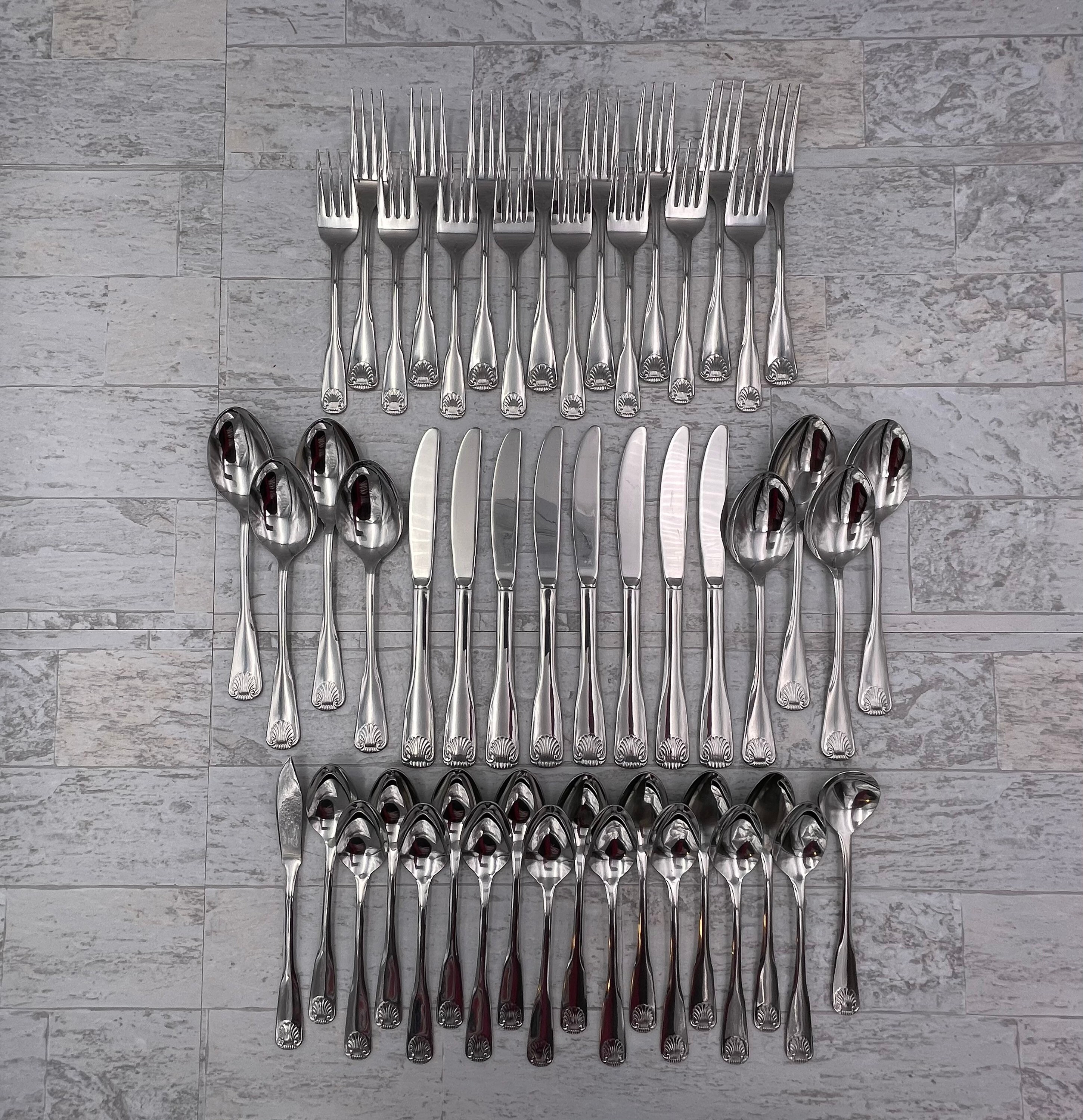 Vintage Stainless Flatware set Shell pattern Silverware set, Mint ...