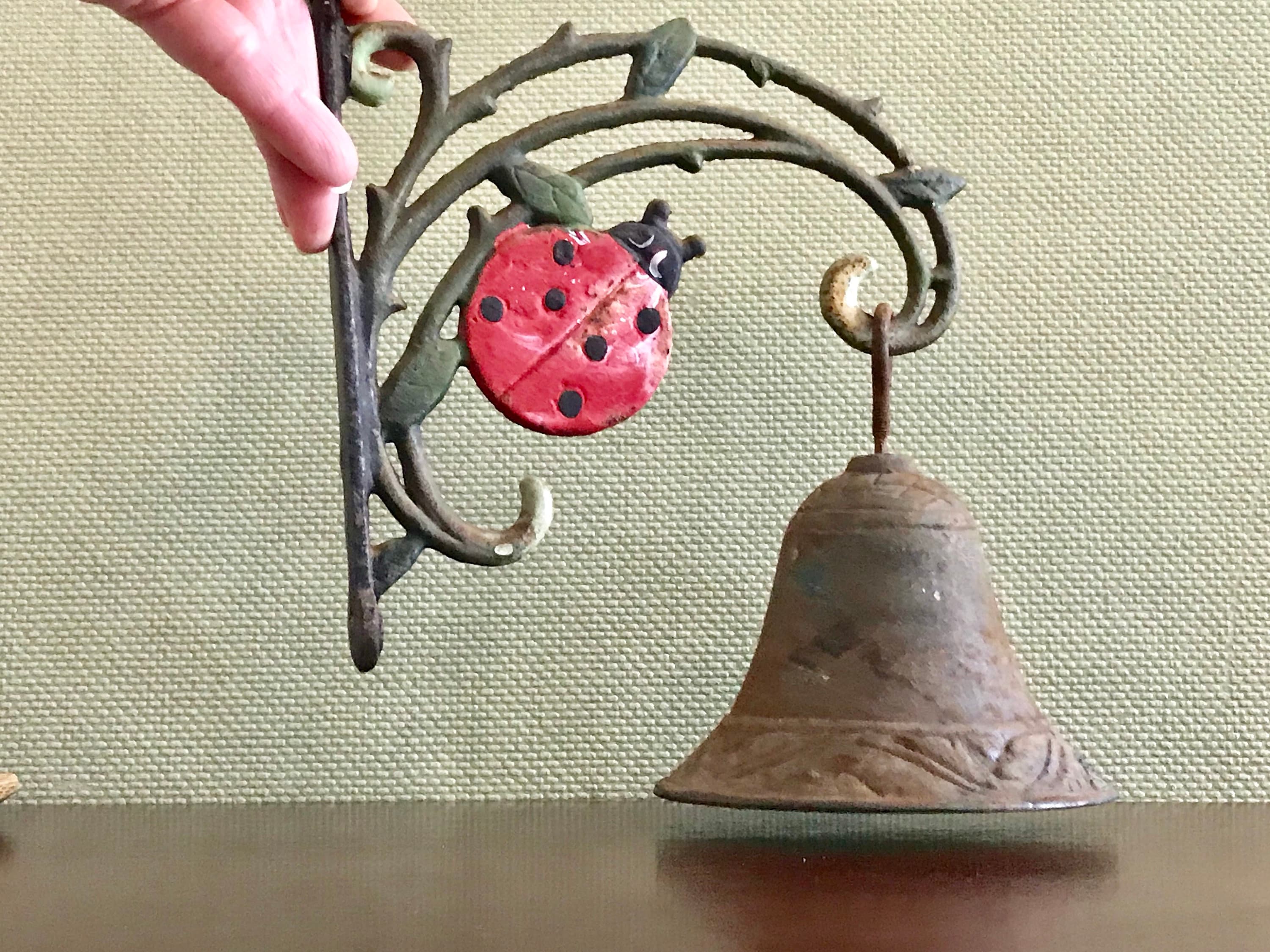 Vintage Cast Iron Door Bell, Ladybug Gate Bell, Rustic Dinner Bell ...