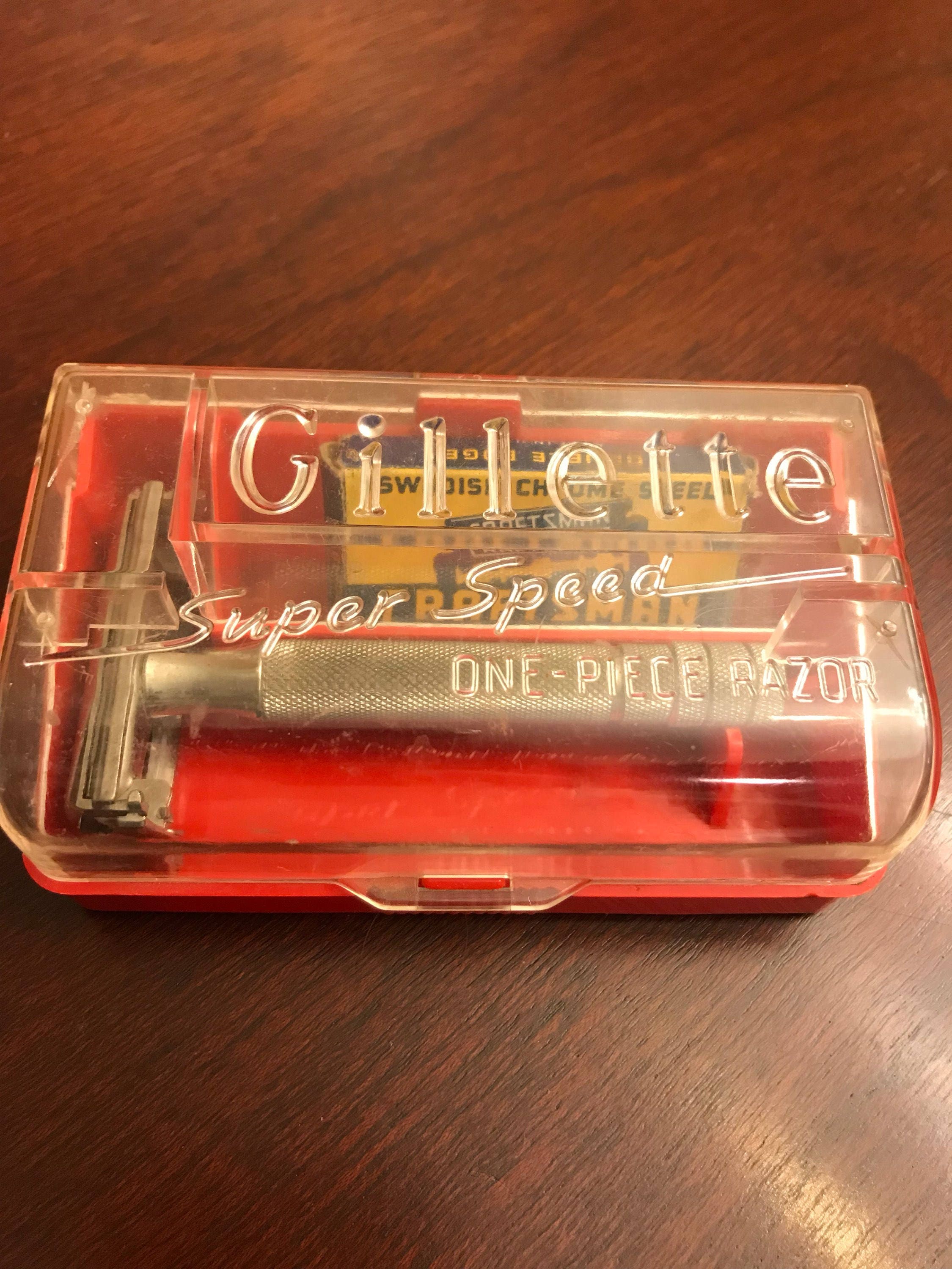 Vintage Gillette Super Speed Razor Set, 1950's Shaving Kit, Collectible ...