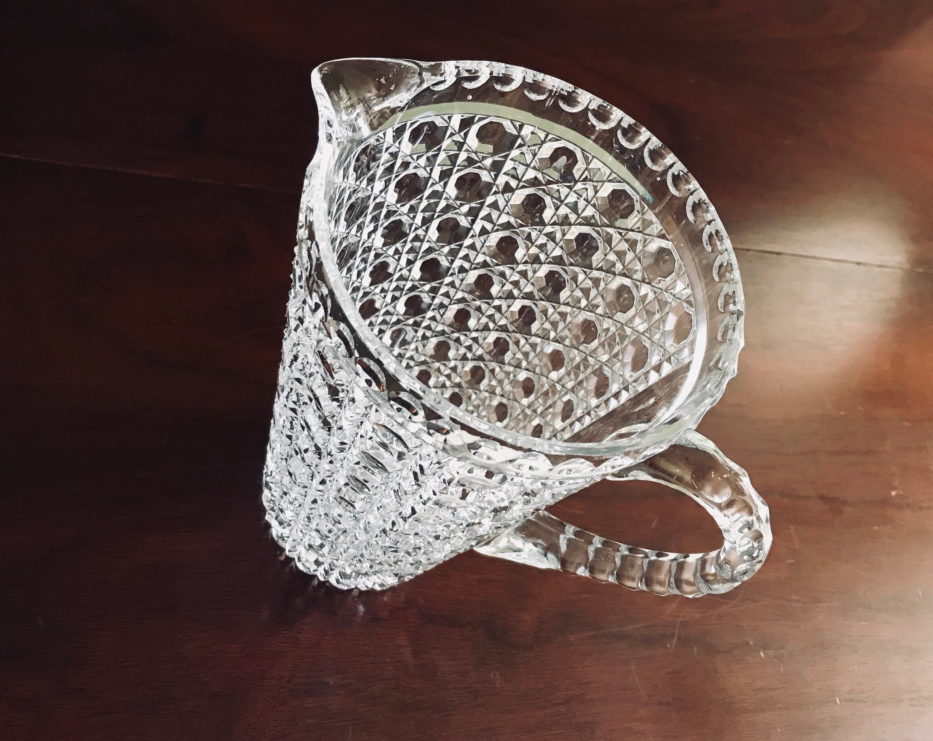 American Cut Crystal Pitcher, Vintage Criss Cross and Cane pattern ...