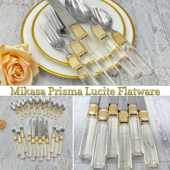 Designer LUCITE Prisma Flatware Set Complete Service for 6 | Etsy