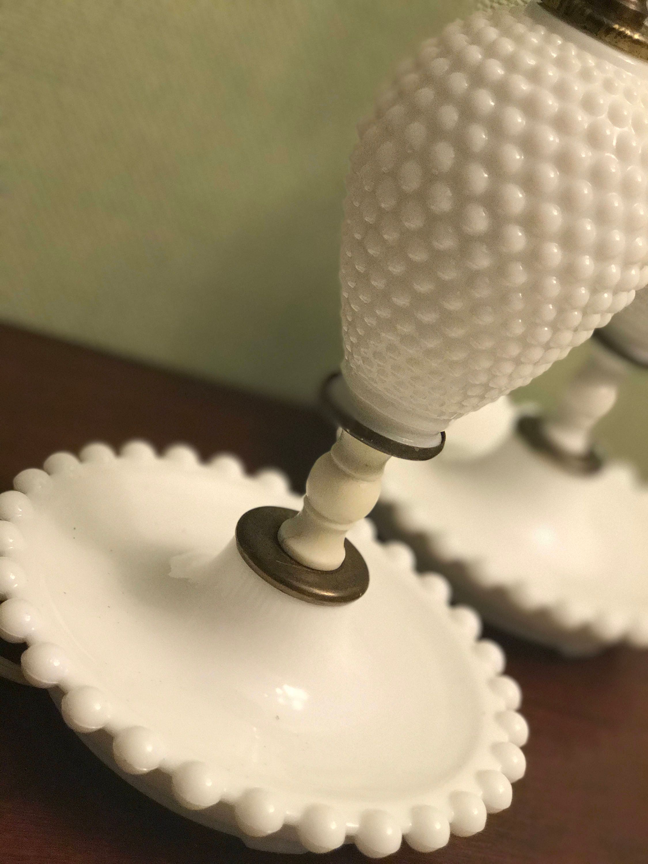 Milk Glass Hobnail Lamps Pair Of Milkglass Lamps Bedside Lamps Shabby Chic Country Decor