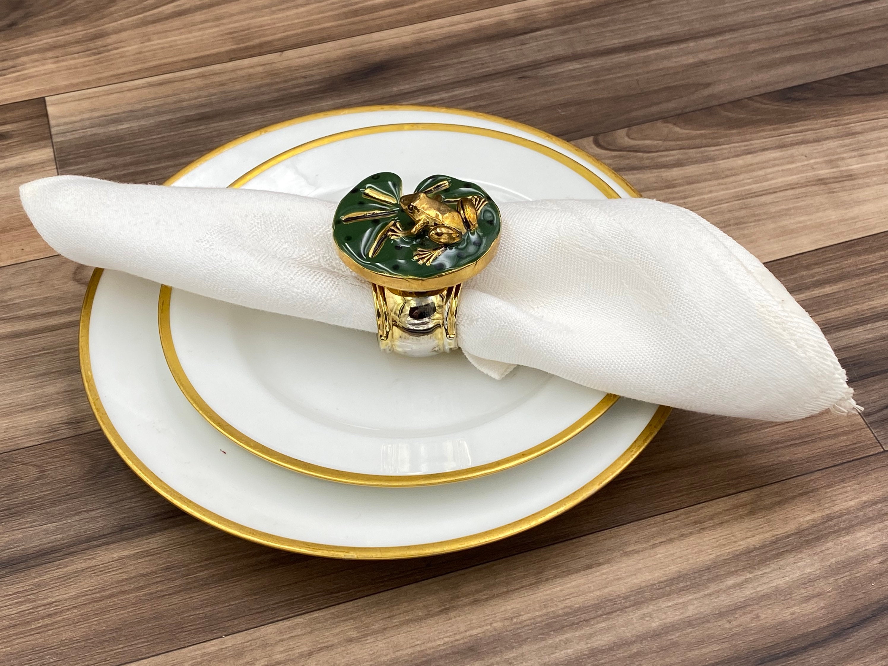 Designer Frog Napkin Rings, Signed Hans Turnwald napkin rings, 5 piece ...