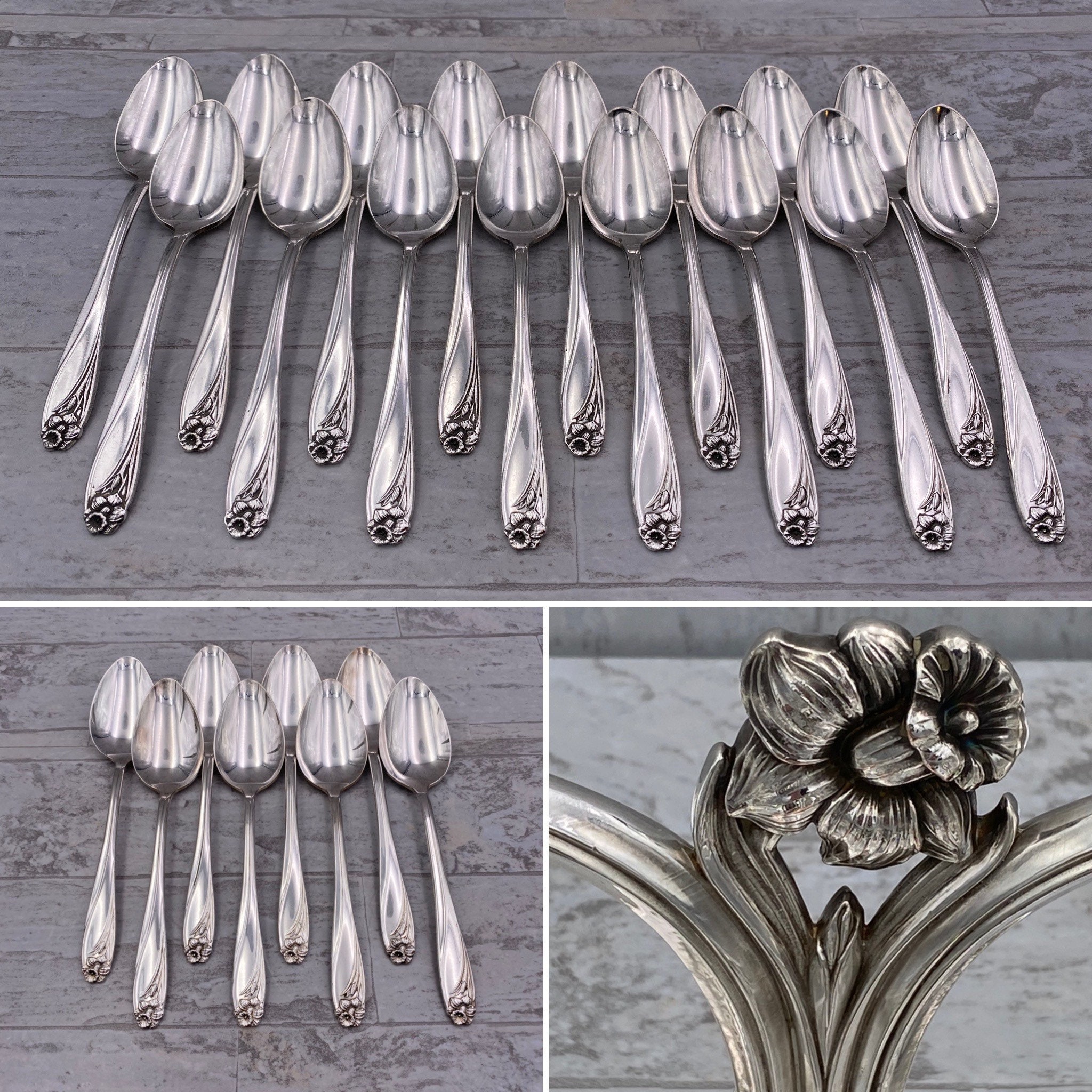 Vintage Daffodil Flatware Set in Silverware Chest, Rogers Bros, Service ...