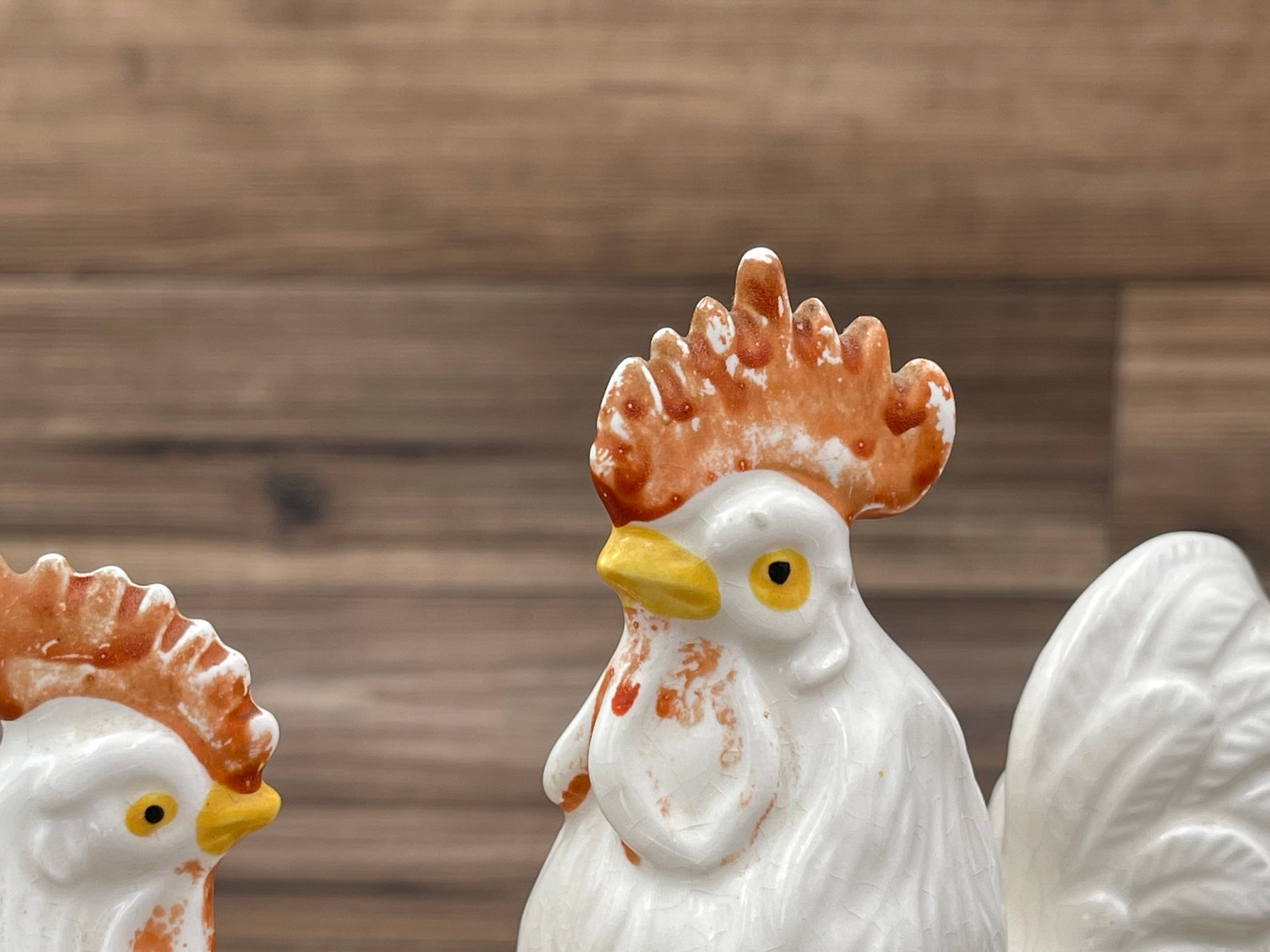 Vintage Lefton Rooster and Hen Chicken Figurines, Rustic Farmhouse Home ...