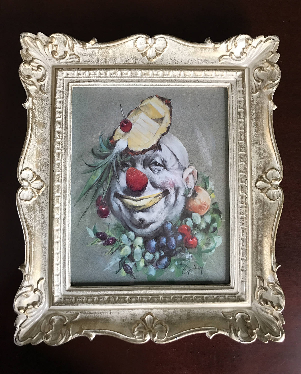 Clown Framed Print by Artist Cydney Gossman, The Fruit Clown Signed ...