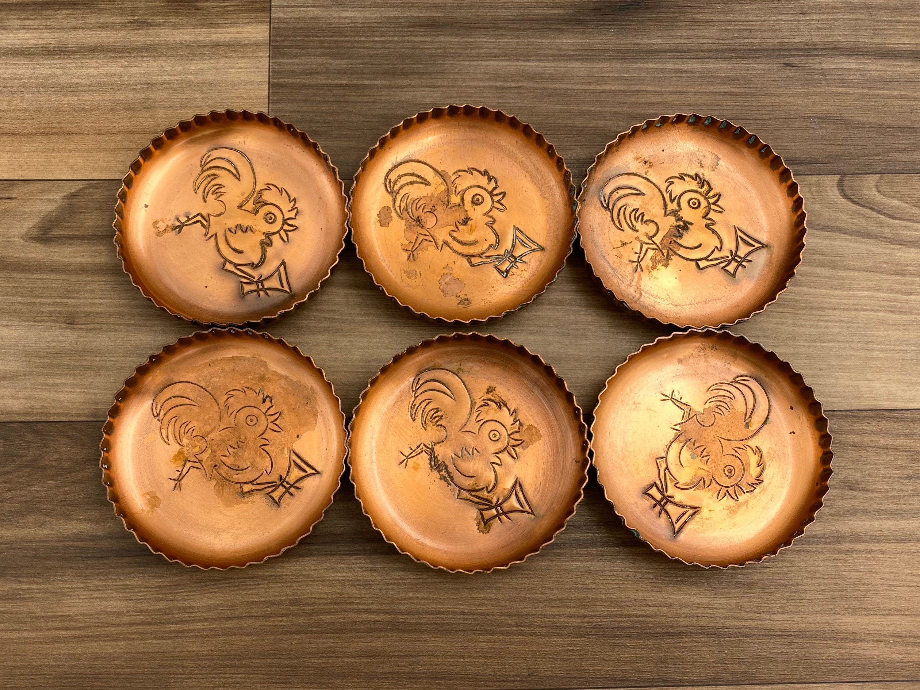 Copper Rooster Coasters set of Six, office decor, Rustic Home Decor ...